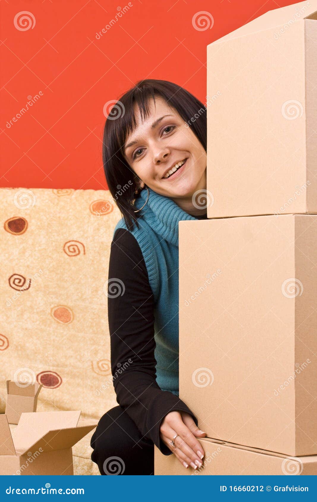 Girl and box stock photo. Image of lifting, isolated - 16660212