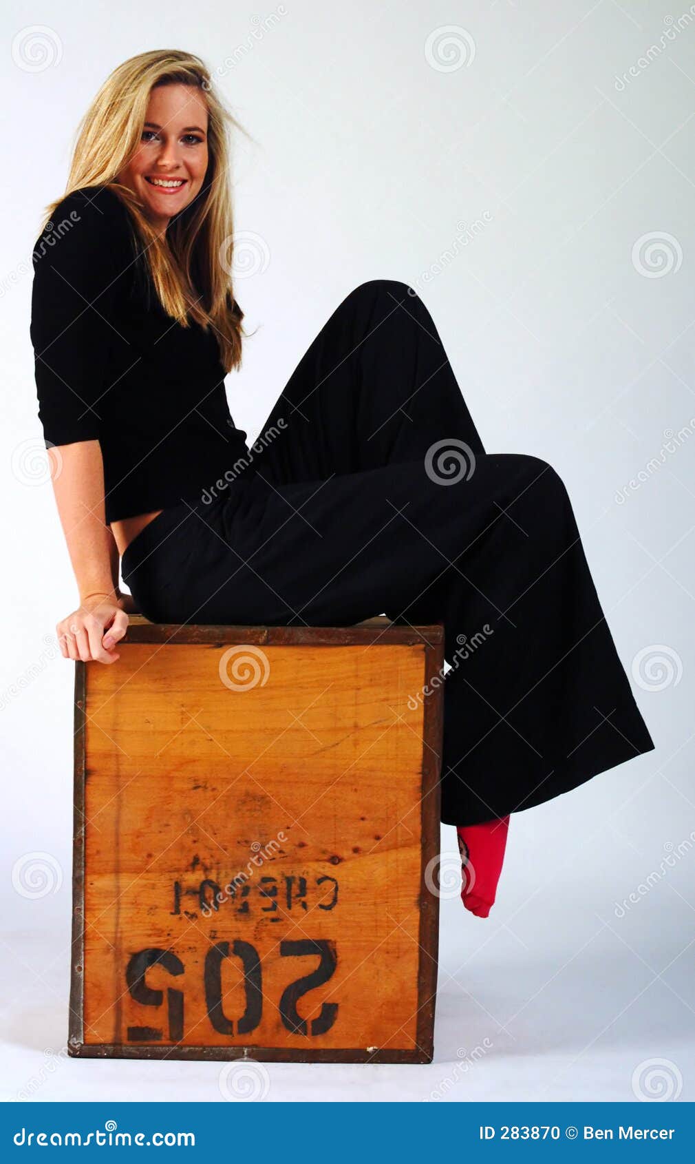 Girl on a box stock photo. Image of young, female, caucasian - 283870