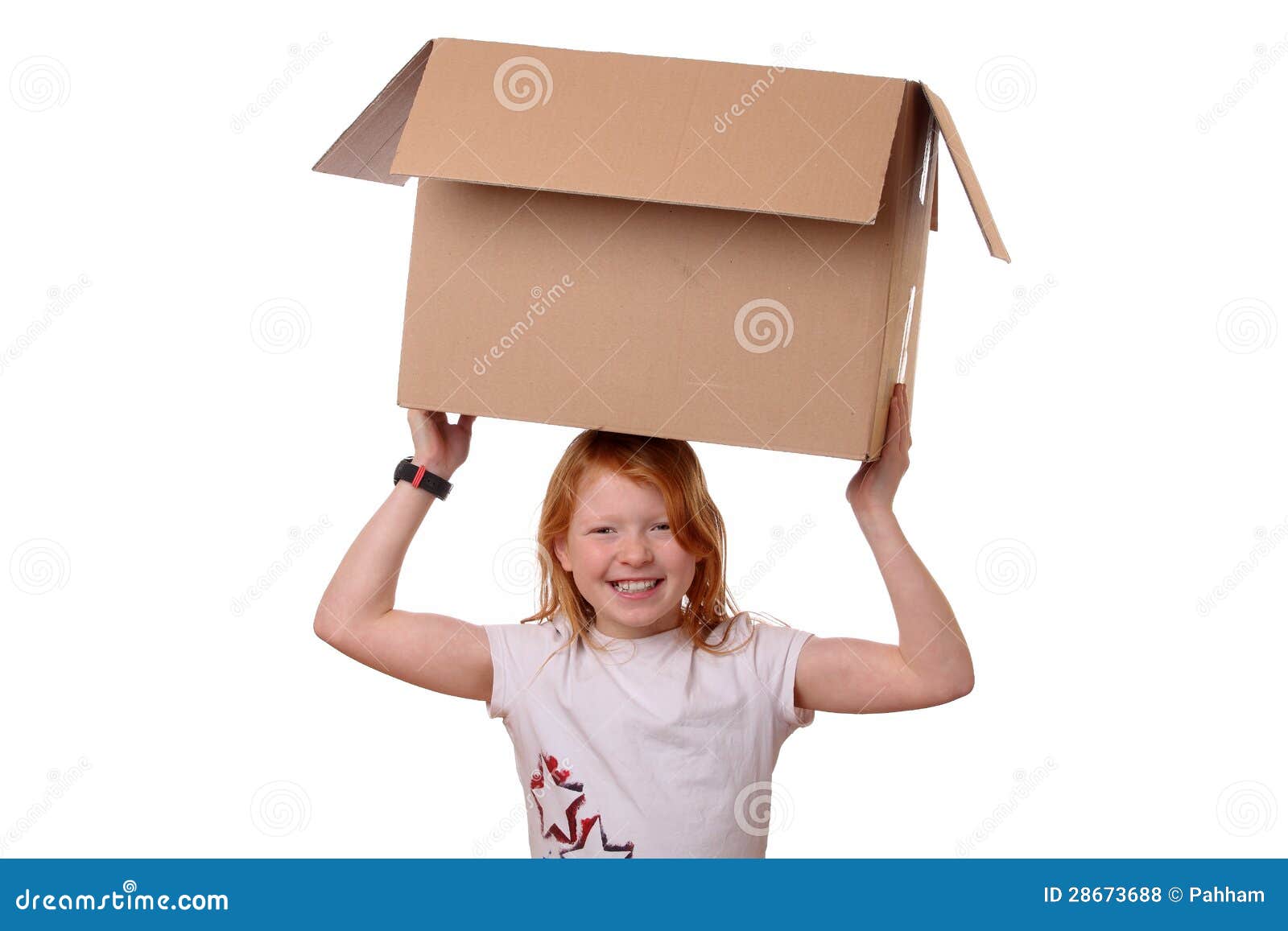 Girl with box stock photo. Image of container, cute, childhood - 28673688