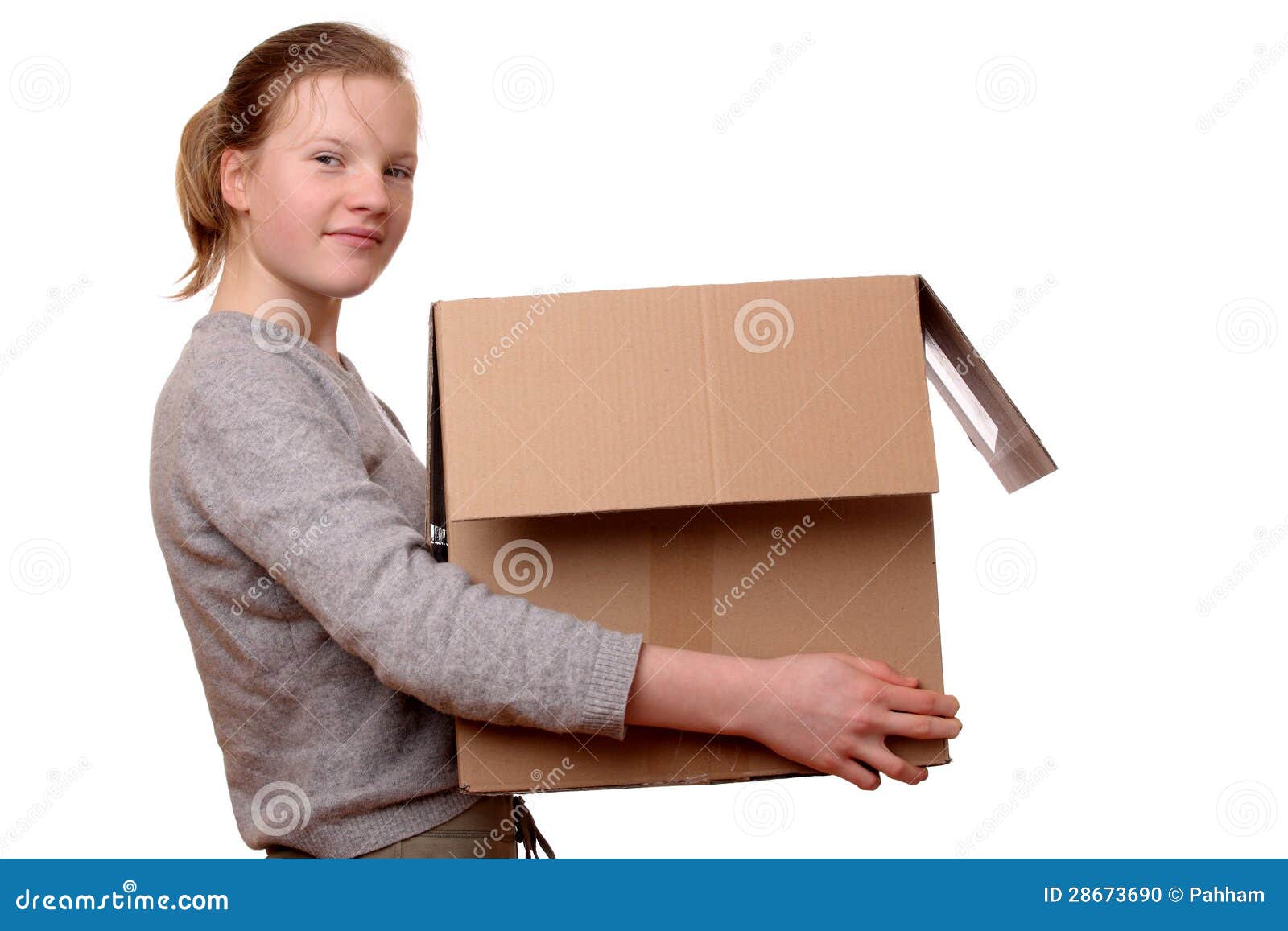 Girl with box stock photo. Image of girl, light, container - 28673690