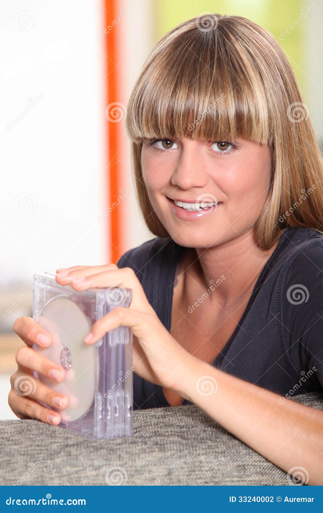 Girl with box of CDs stock photo. Image of smooth, record - 33240002