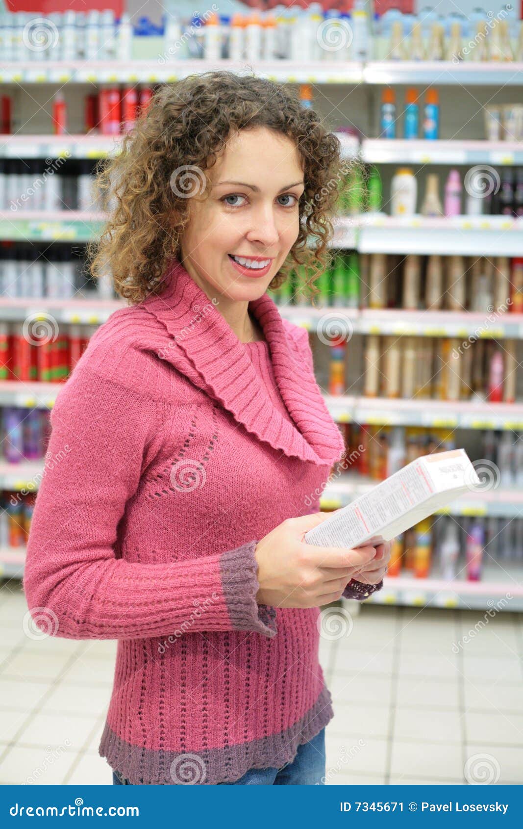 Girl with Box in Hands in Store Stock Image - Image of city, portrait ...