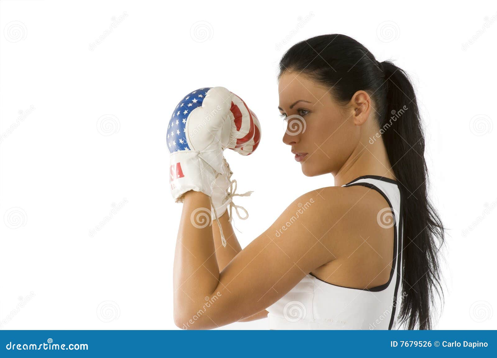 Girl boxer in guard stock photo. Image of concentration - 7679526