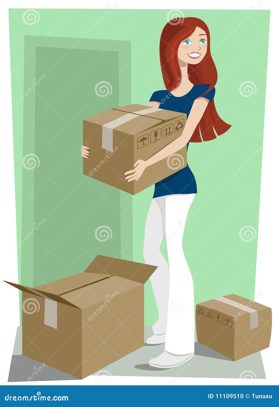 Girl with boxes stock vector. Illustration of delivery - 11109510