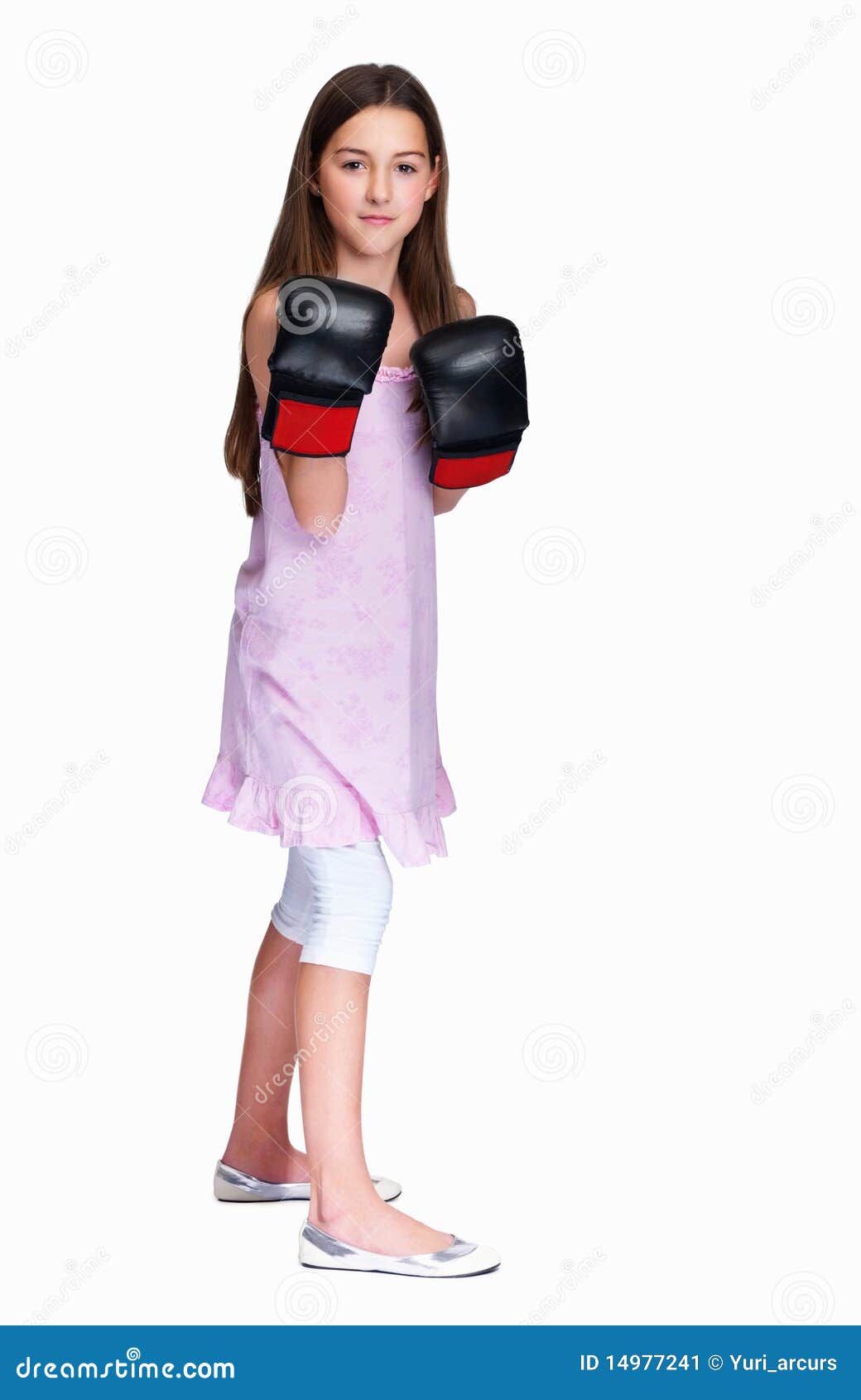 Girl with Boxing Gloves Ready for a Fight on White Stock Image - Image ...
