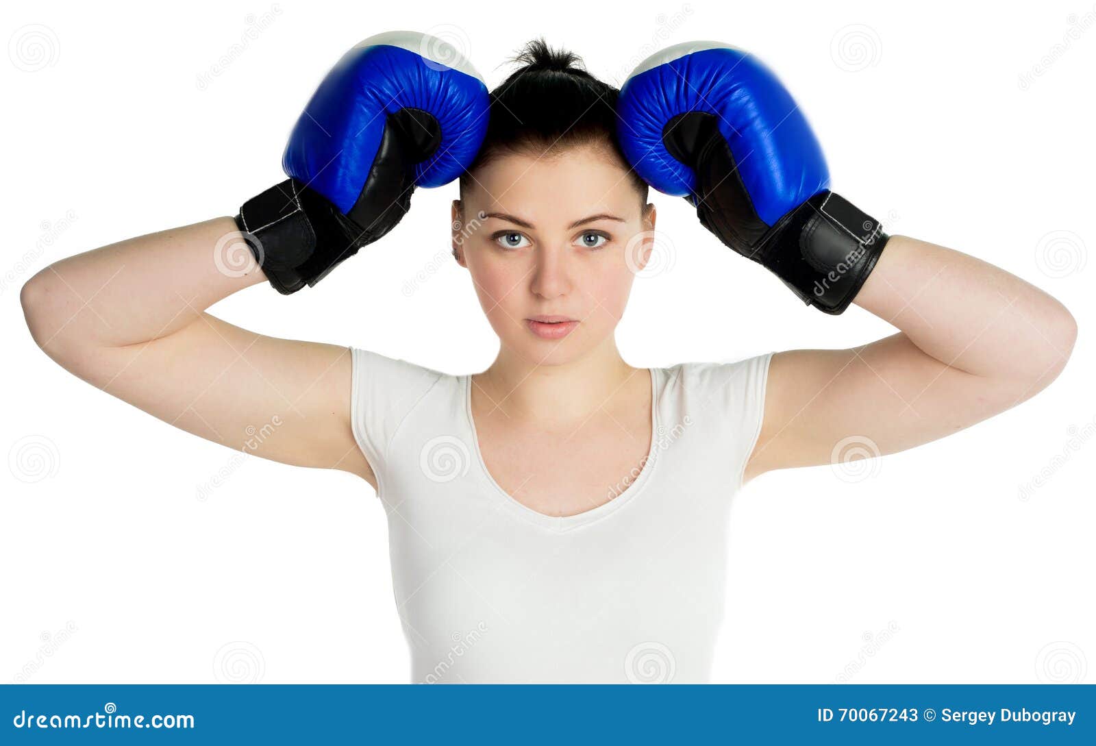 Girl with boxing gloves stock image. Image of glove, hand - 70067243