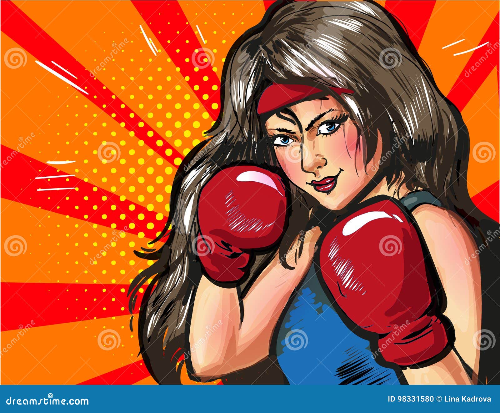 Girl Boxing Pop Art Comic Stock Vector Stock Vector - Illustration of ...