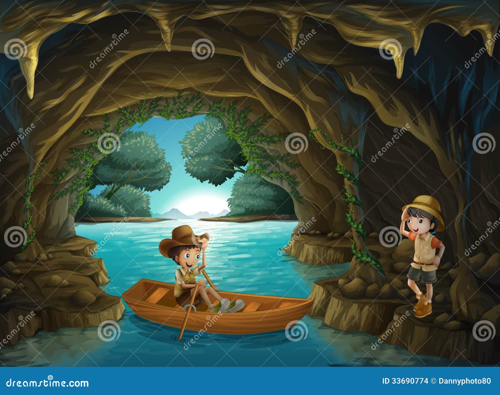 Explorer In A Cave Royalty-Free Cartoon | CartoonDealer.com #24298088