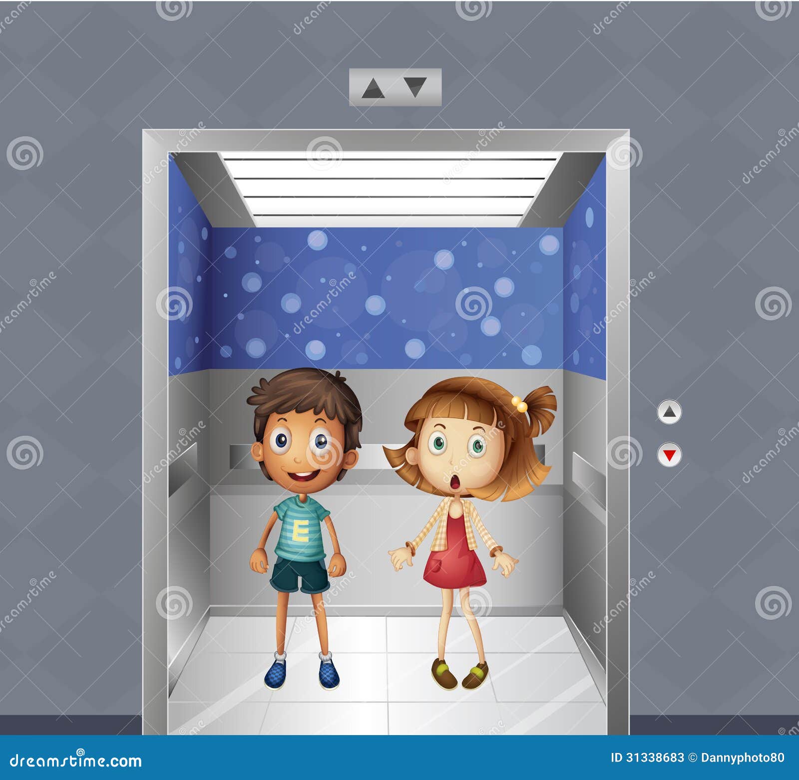 A Girl and a Boy Inside the Elevator Stock Vector - Illustration of ...