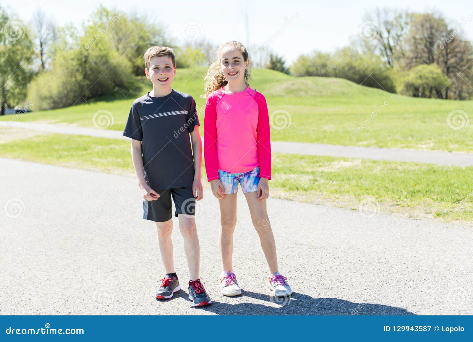 Girl and Boy Running, Outside and Having Fun Stock Image - Image of ...