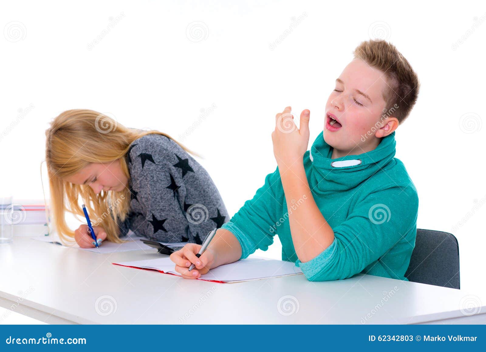 Girl and Boy Together in the Classroom Stock Image - Image of group ...