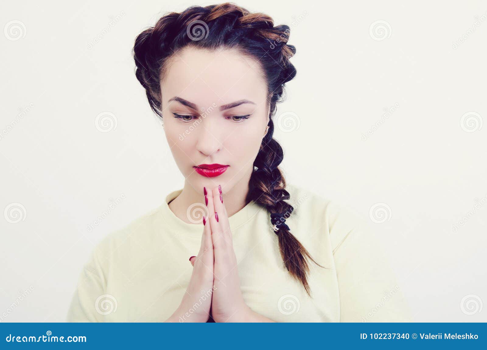 Girl with a braid stock photo. Image of attentiveness - 102237340