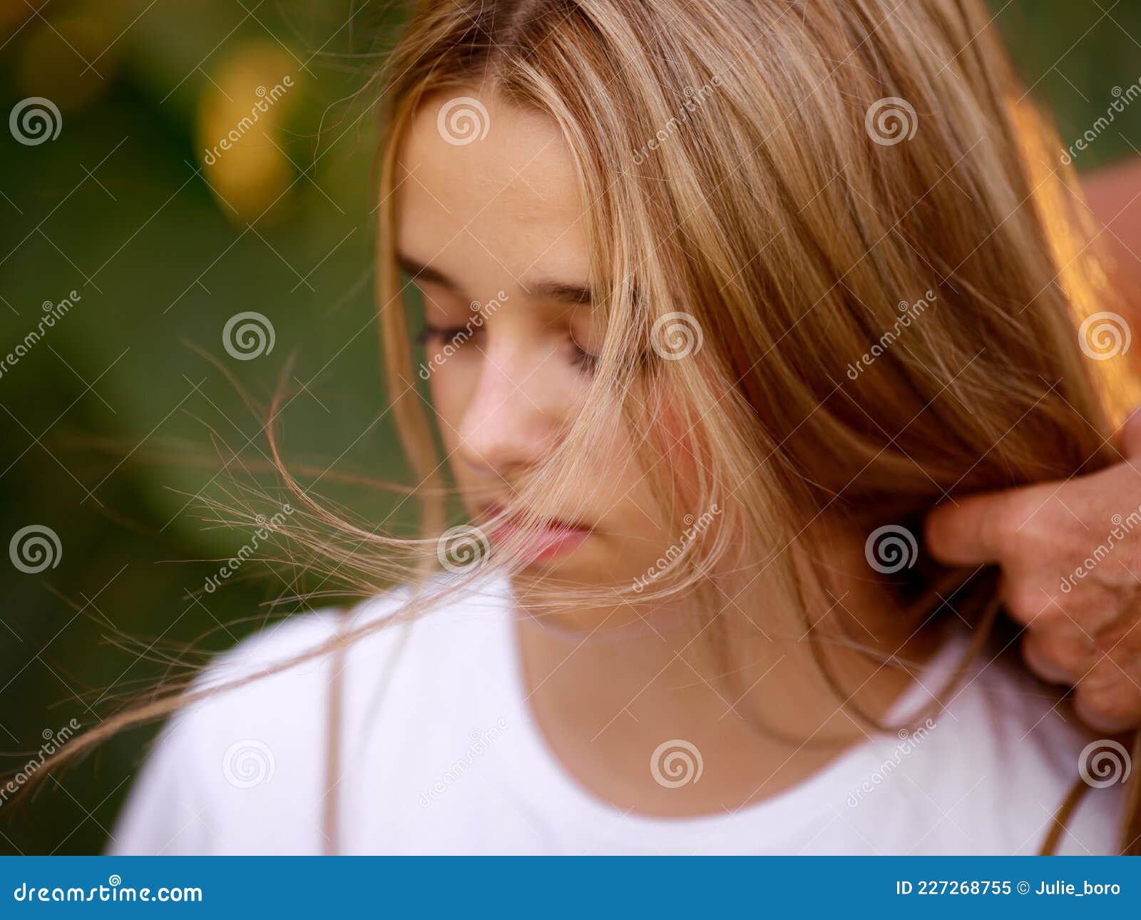 Girl Braids Hair that Flutters in the Wind Stock Image - Image of ...