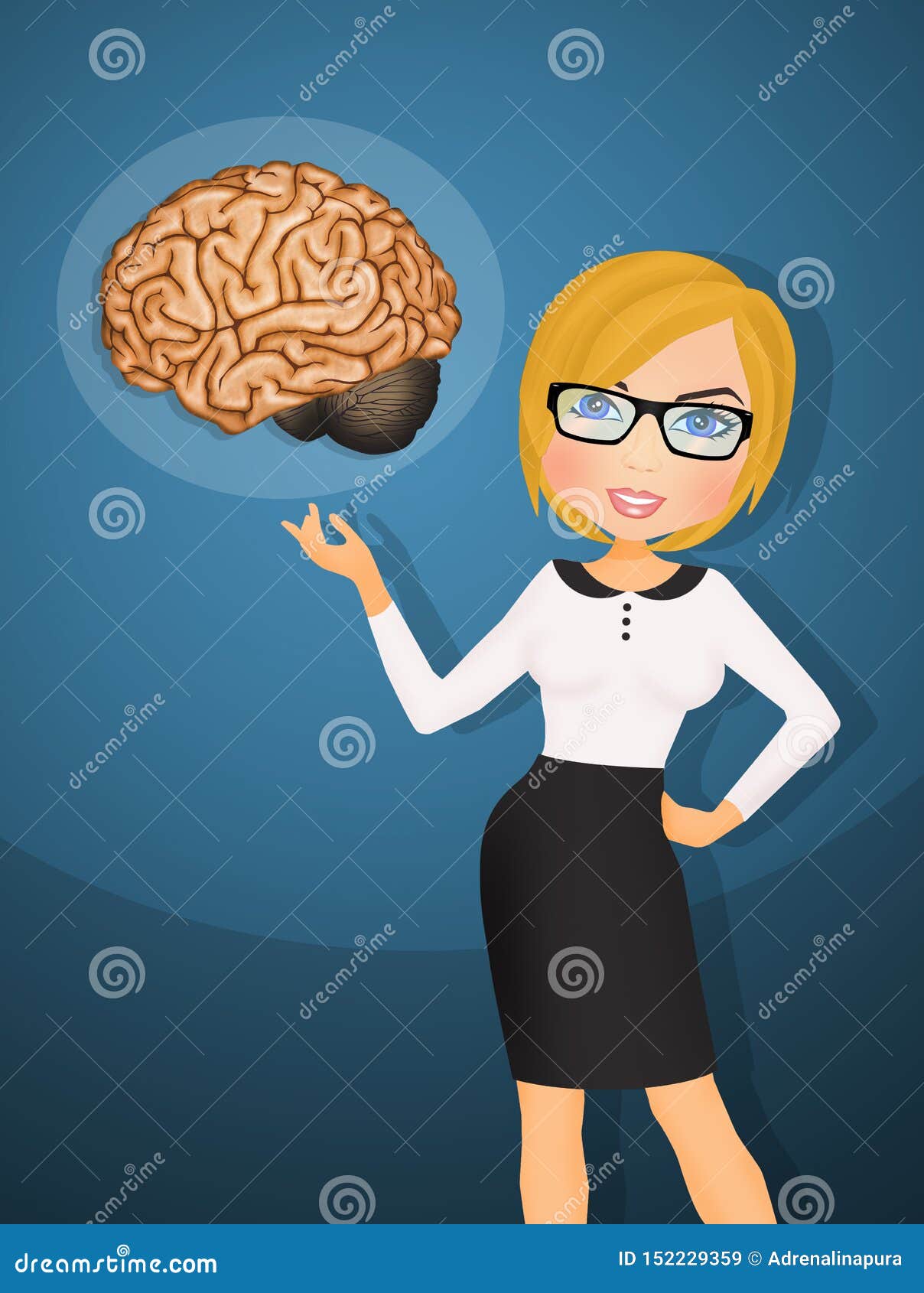 Girl with brain stock illustration. Illustration of disorder - 152229359