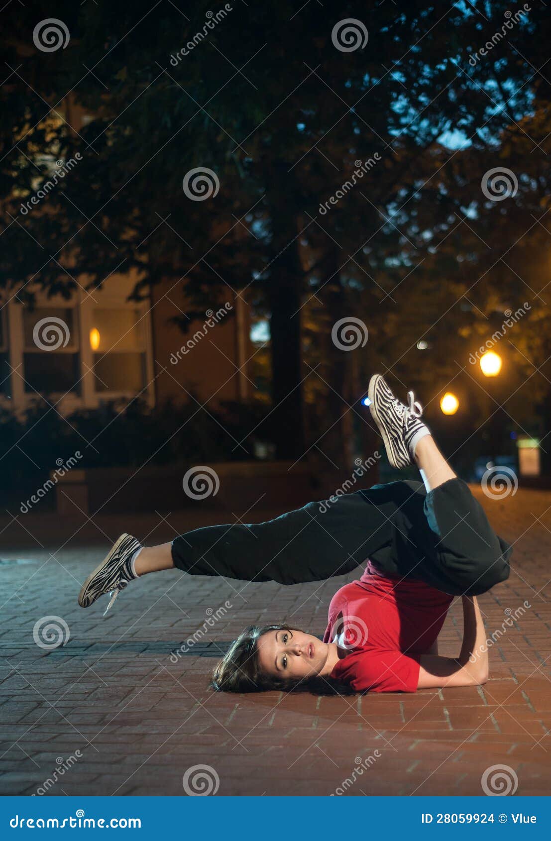 Girl breakdancing at night stock photo. Image of adult - 28059924