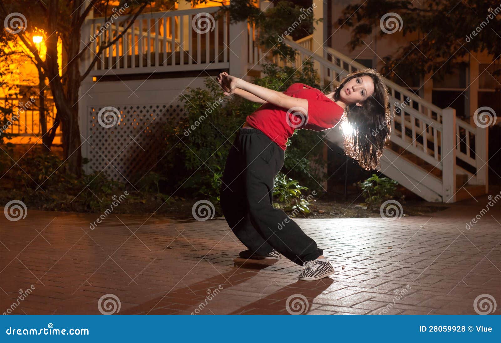 Girl breakdancing at night stock photo. Image of dancing - 28059928