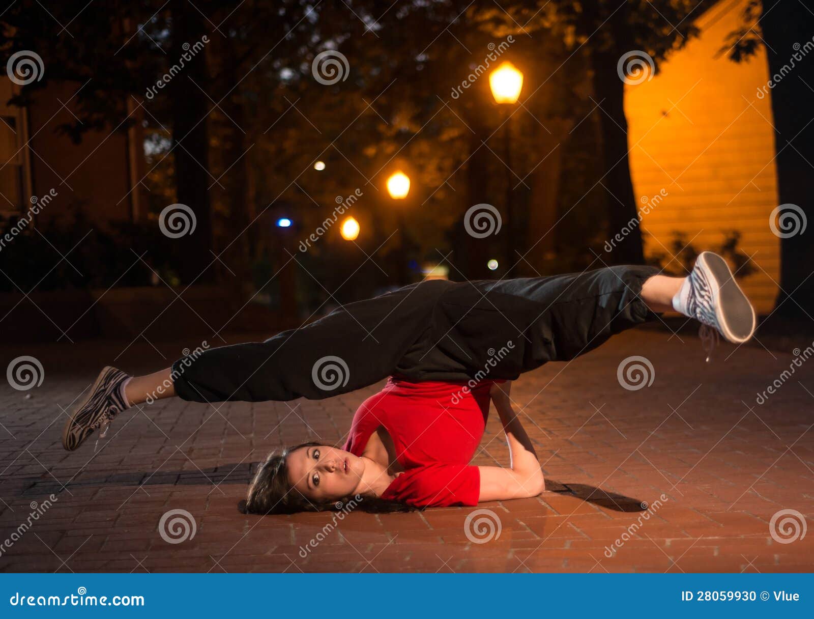 Girl breakdancing at night stock photo. Image of adult - 28059930