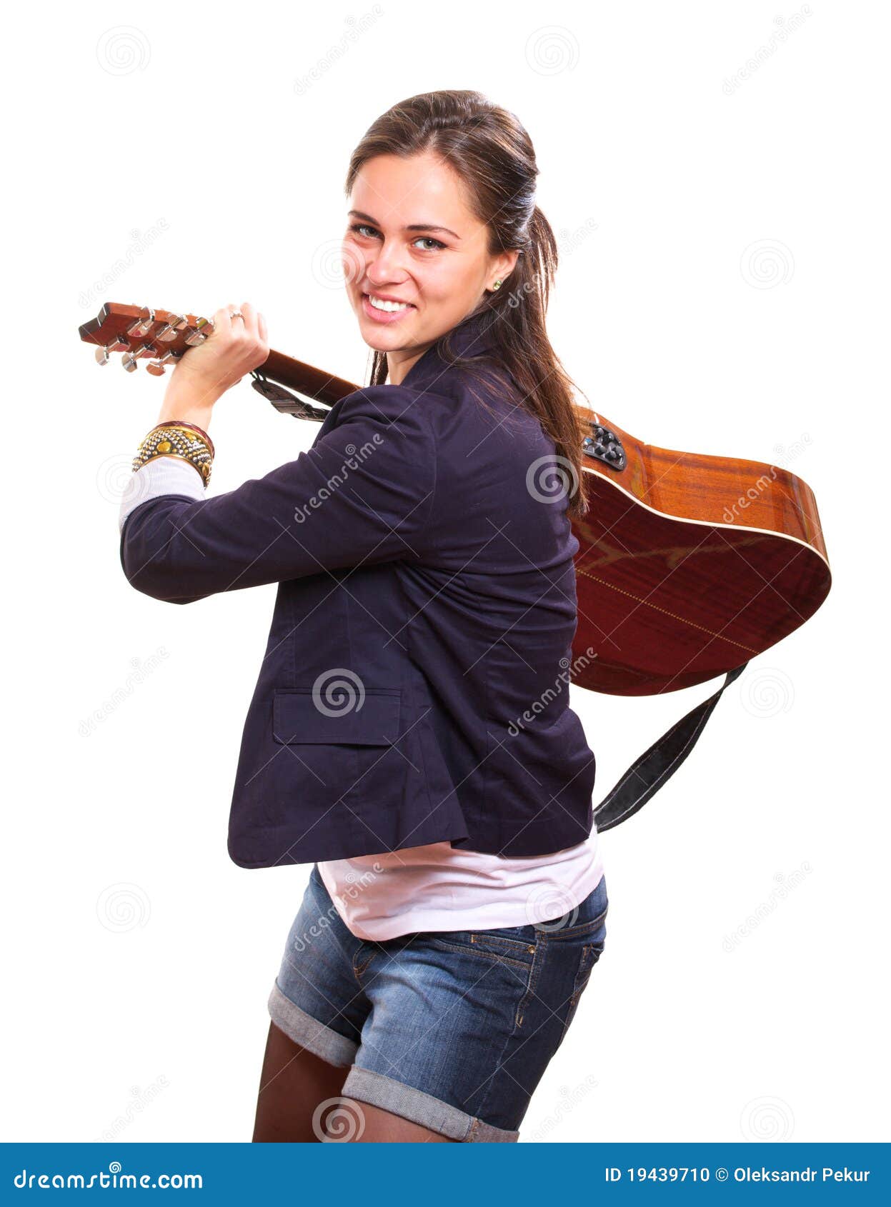 Girl Breaking Down the Guitar Stock Photo - Image of jacket, woman ...