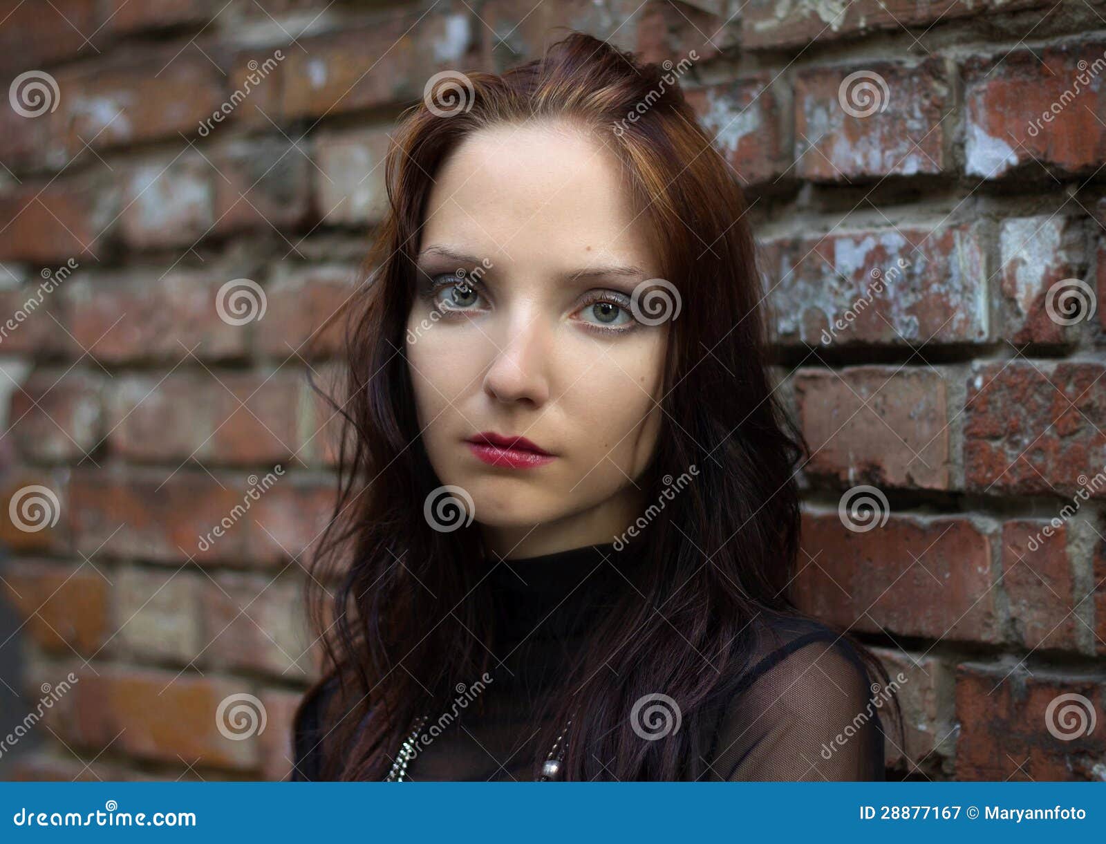 Girl at a brick wall stock image. Image of freshness - 28877167