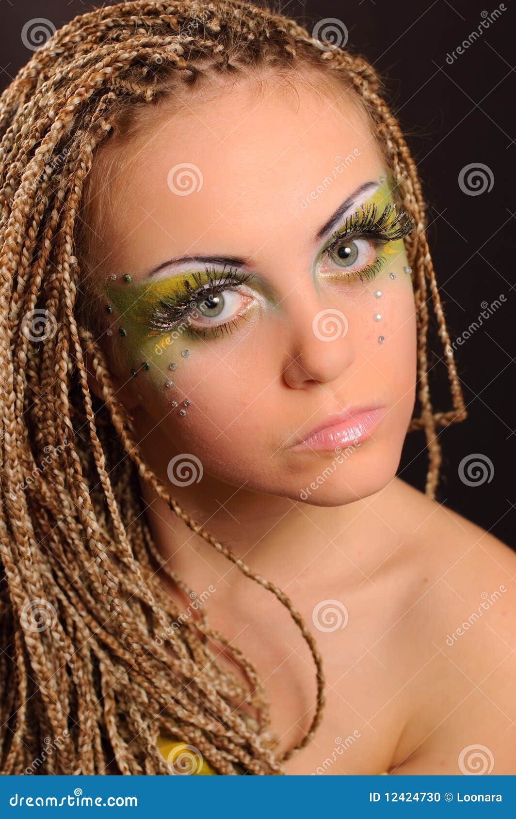 Girl with Bright Exotic Makeup Stock Photo - Image of eyes, facial ...