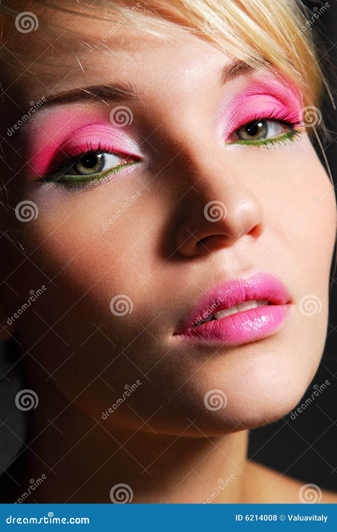 Girl with Bright Pink Make-up Stock Photo - Image of close, serene: 6214008