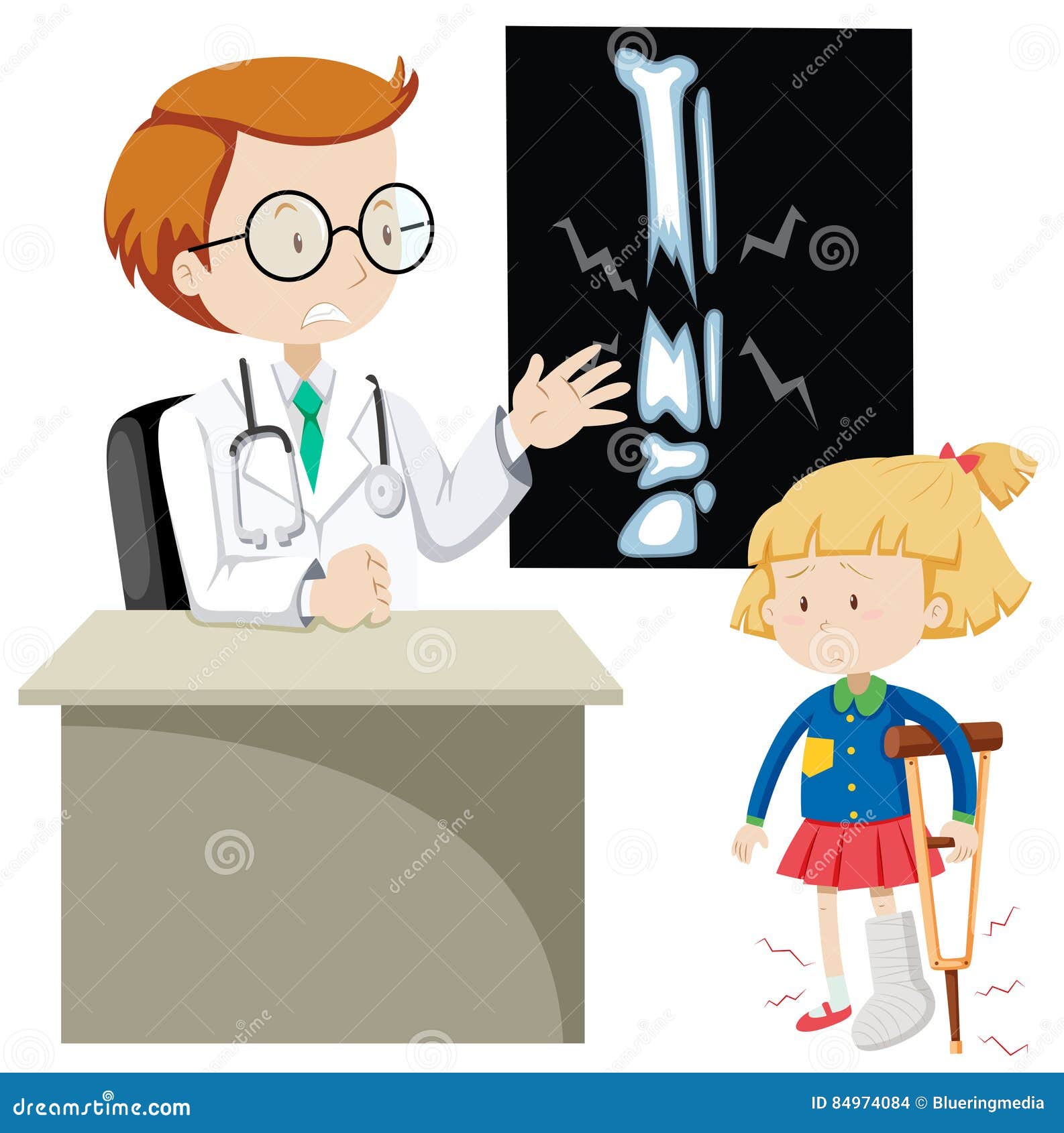 Girl with Broken Bone Seeing Doctor Stock Vector - Illustration of ...