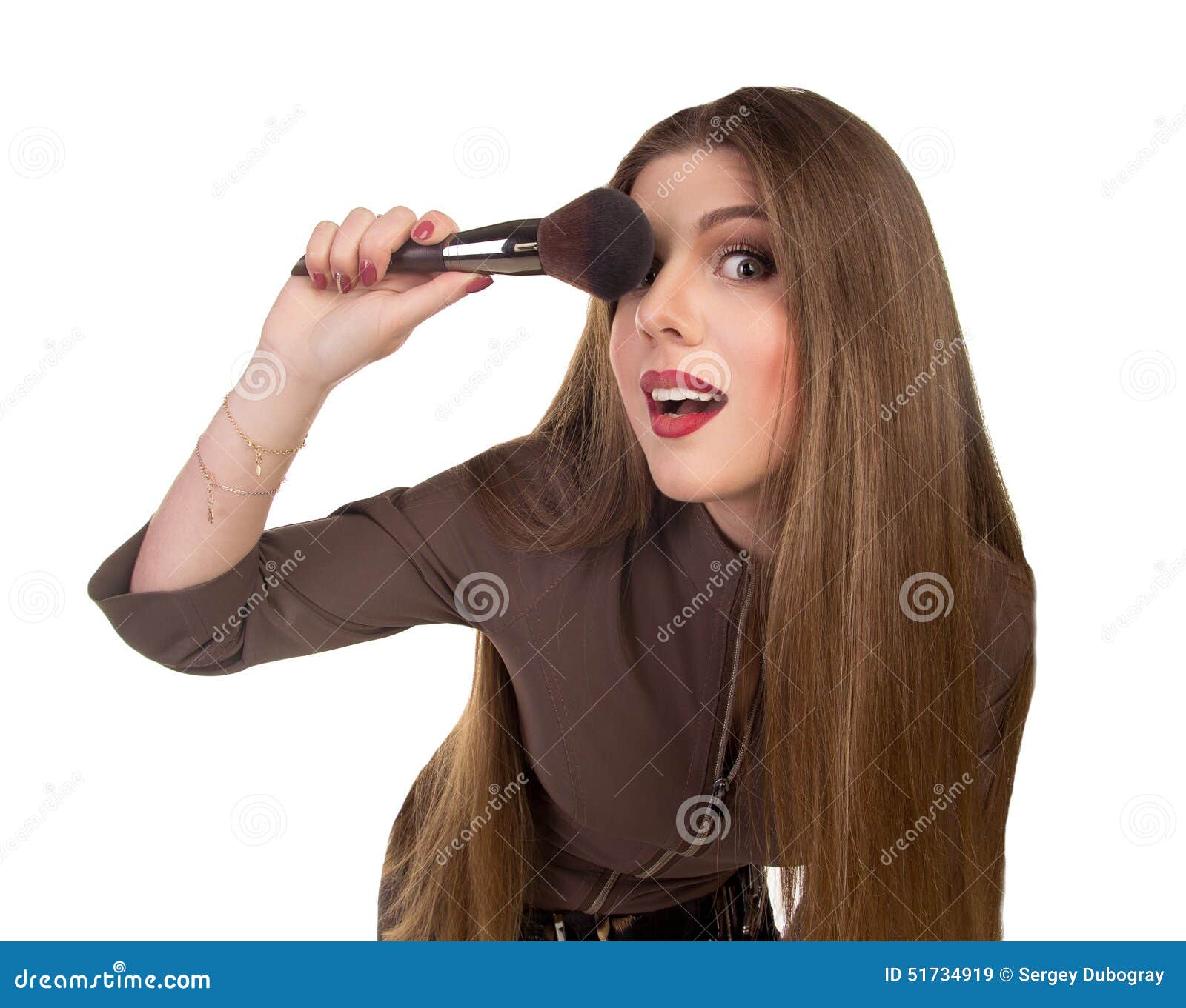 Girl with Brushes for Make-up Stock Image - Image of fashion, face ...