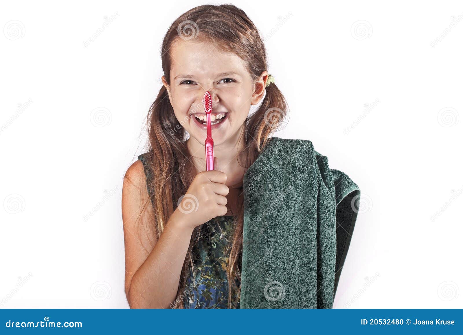 Girl brushing her teeth stock photo. Image of dress, brushing - 20532480