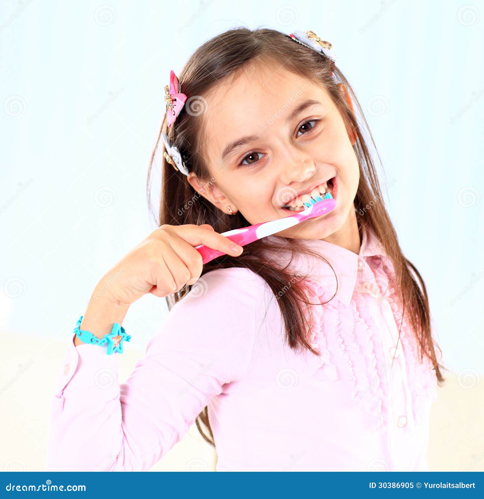 Girl brushing her teeth. stock image. Image of closeup - 30386905