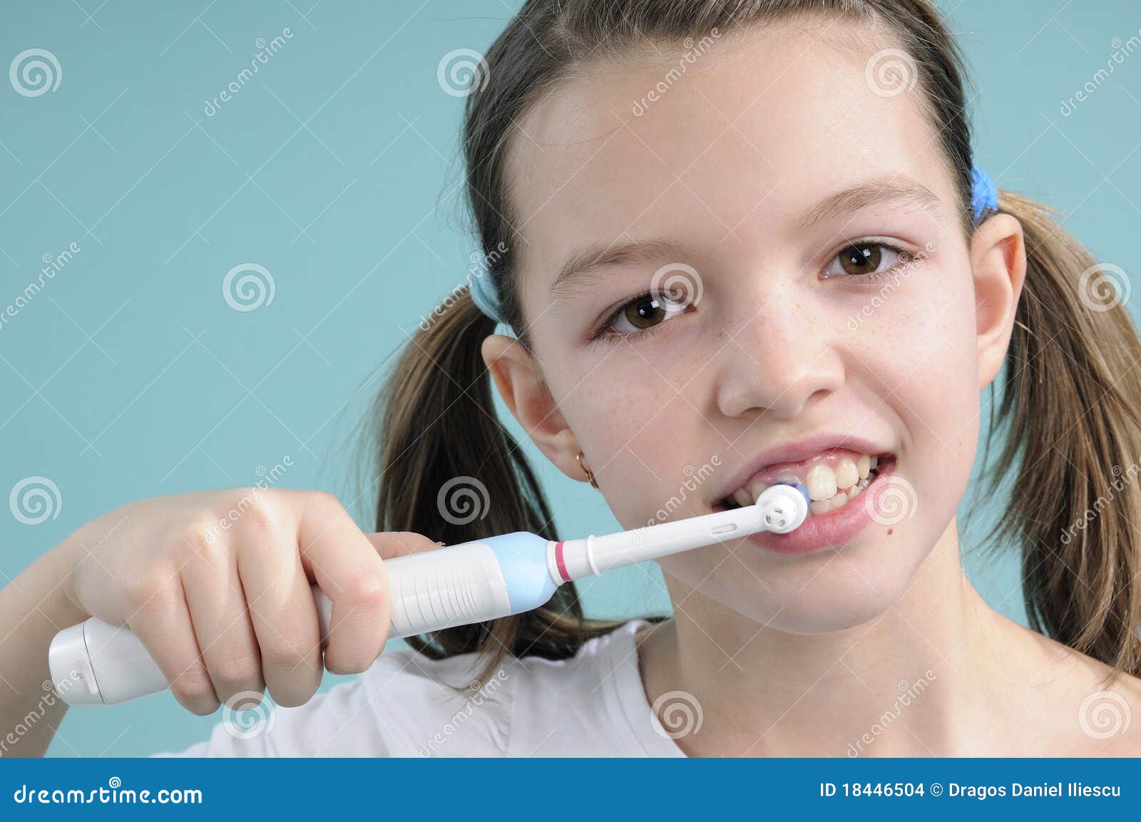 Girl brushing teeth stock photo. Image of healthy, dental - 18446504