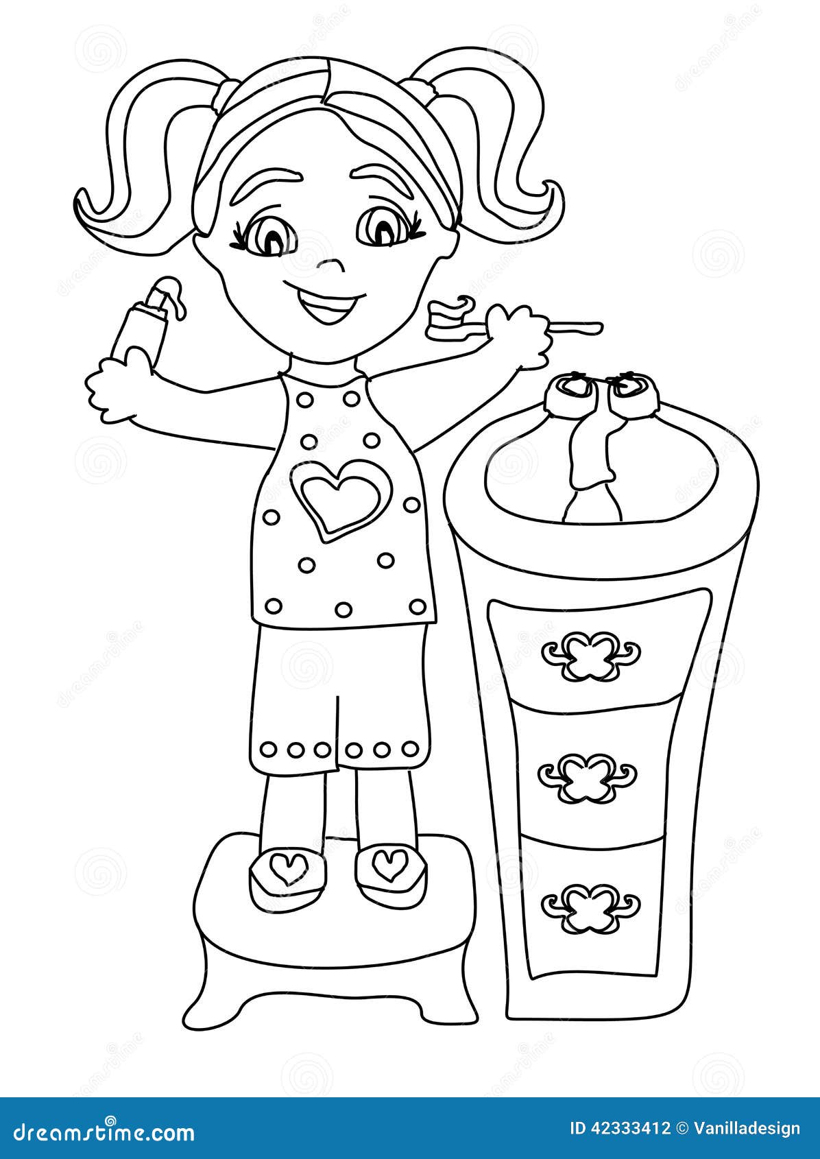 Girl brushing teeth stock vector. Illustration of children - 42333412