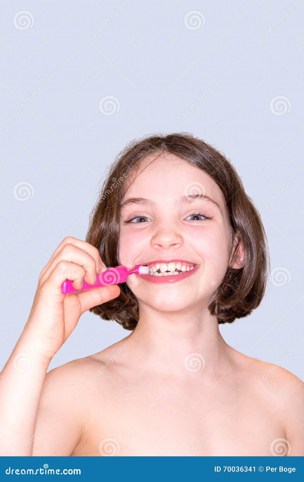 Girl Brushing Teeth, Isolated. Stock Image - Image of happy, girl: 70036341