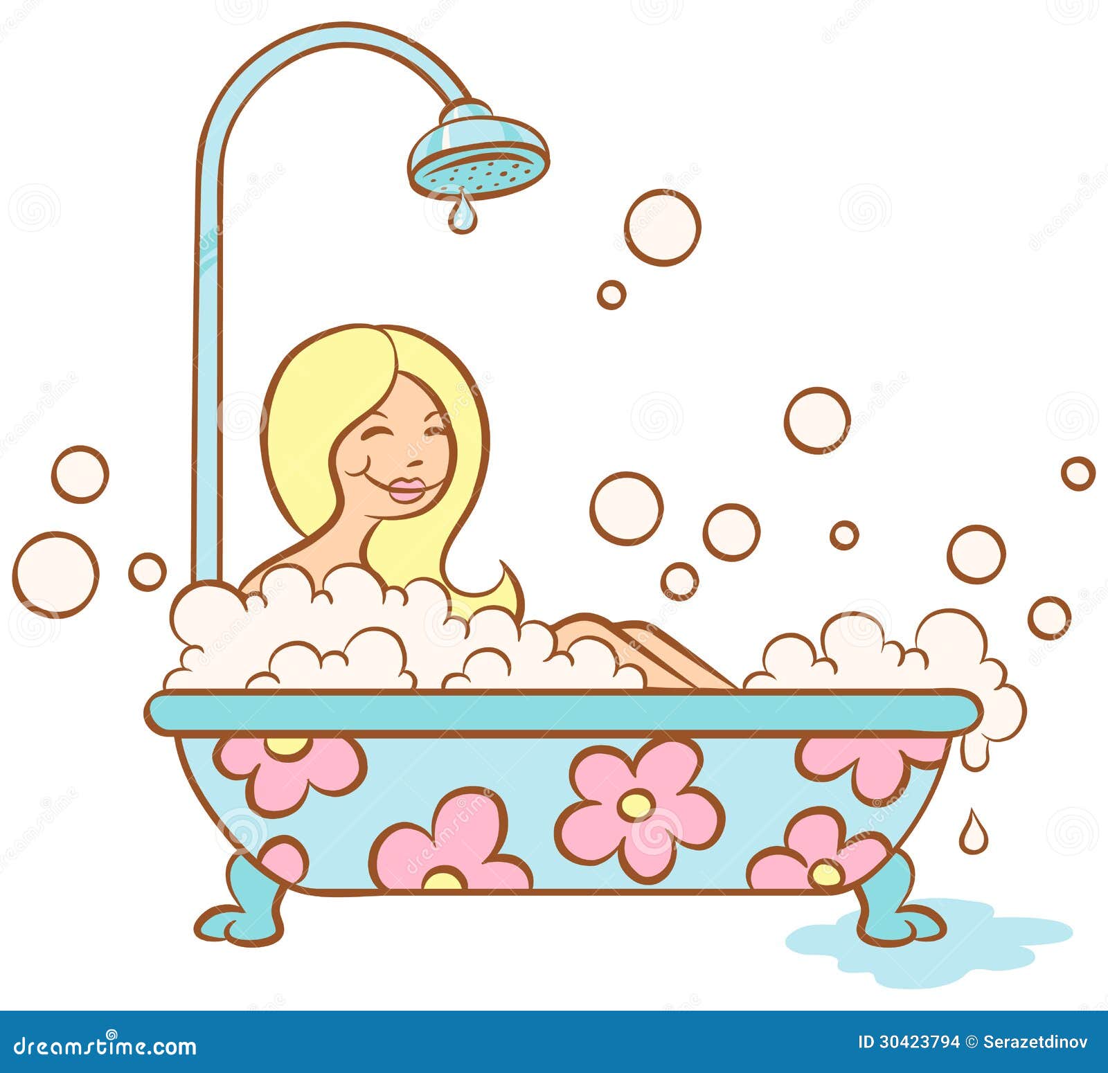Girl and bubble bath stock vector. Illustration of hair - 30423794