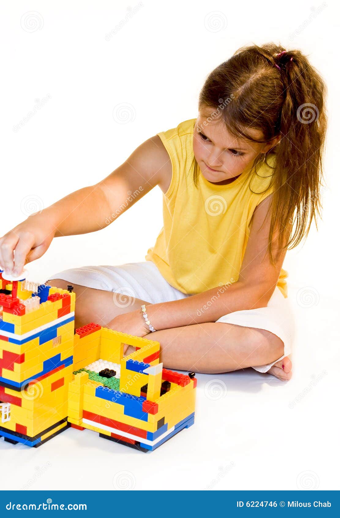 Girl is building house stock photo. Image of child, blue - 6224746