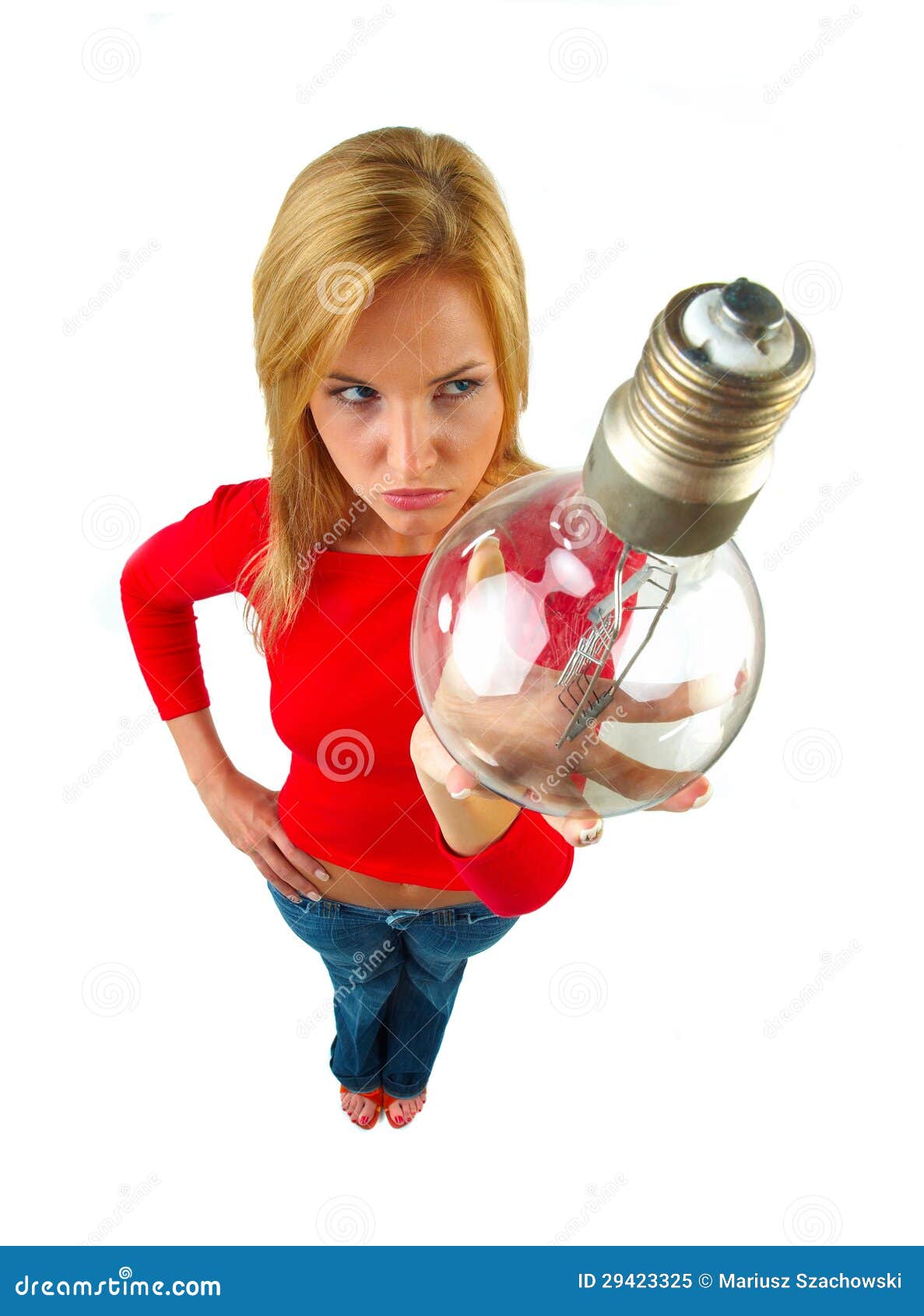 Girl with bulb stock image. Image of bulb, student, ecology - 29423325