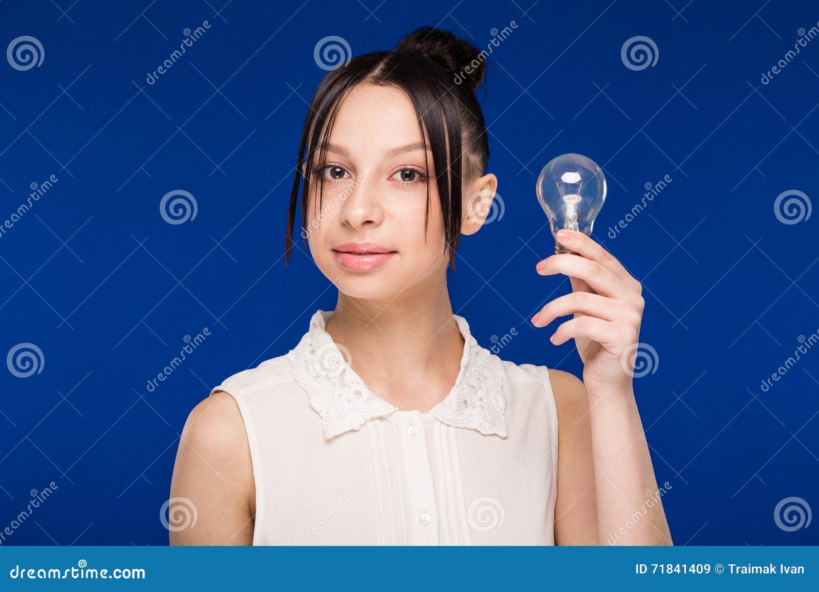 Girl with a bulb stock image. Image of head, creative - 71841409