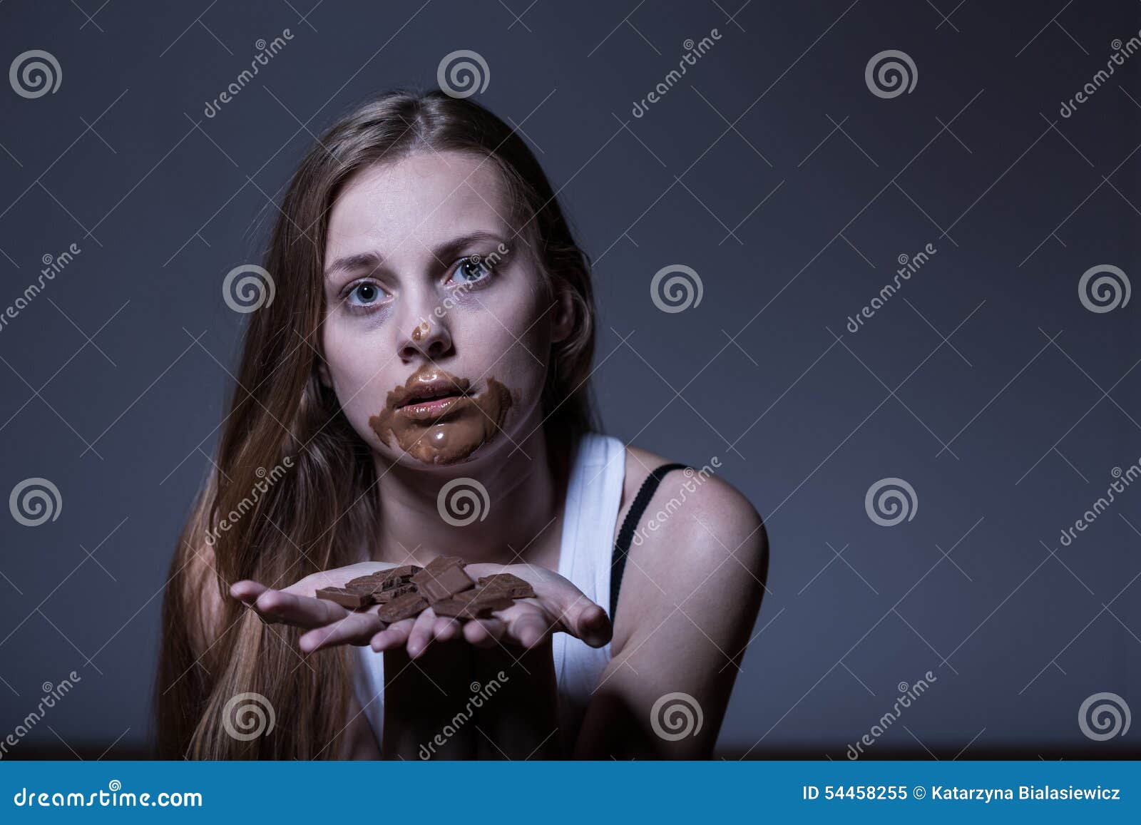 Girl during bulimic attack stock image. Image of body - 54458255