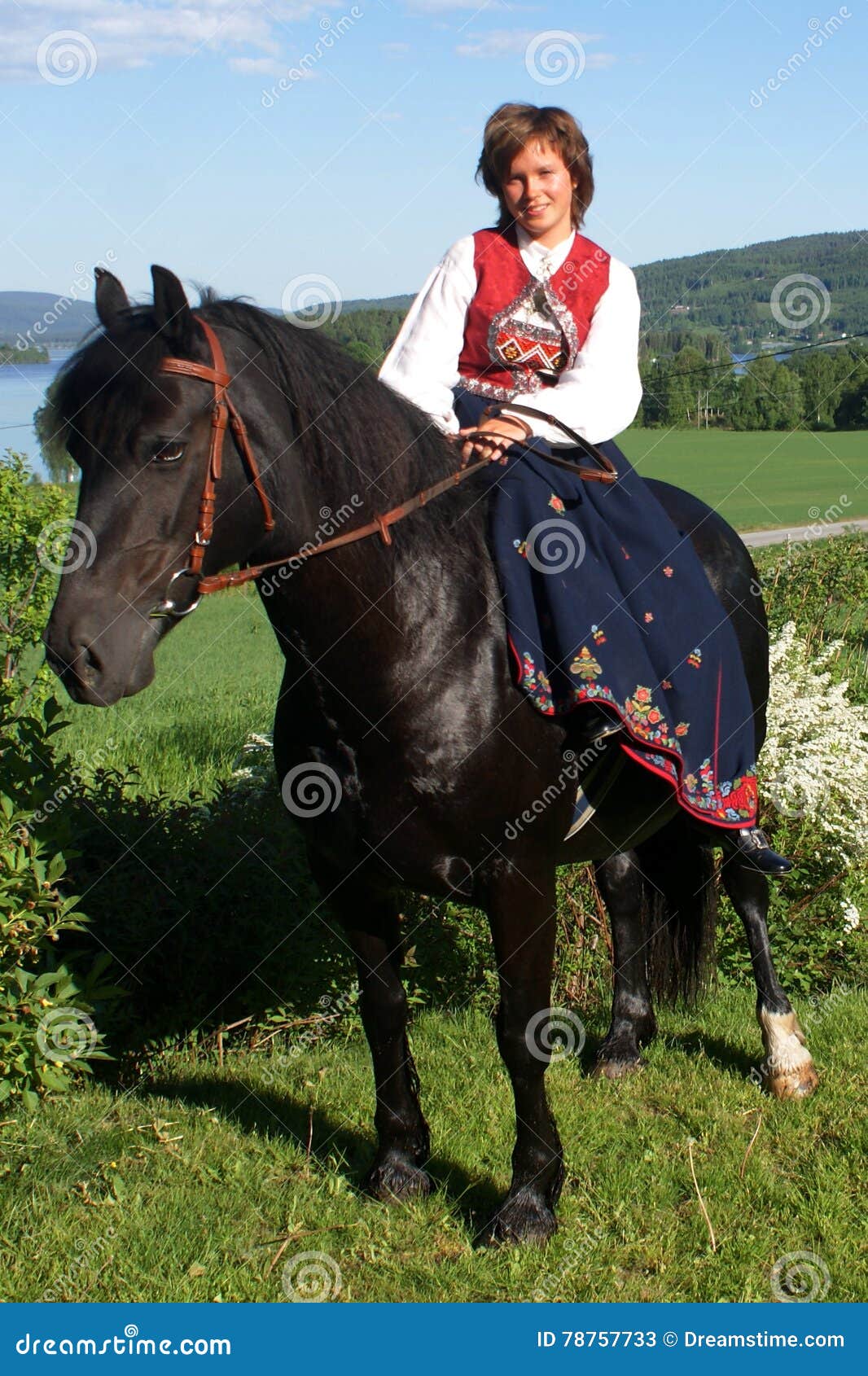 Girl in bunad editorial stock photo. Image of girl, darkhorse - 78757733