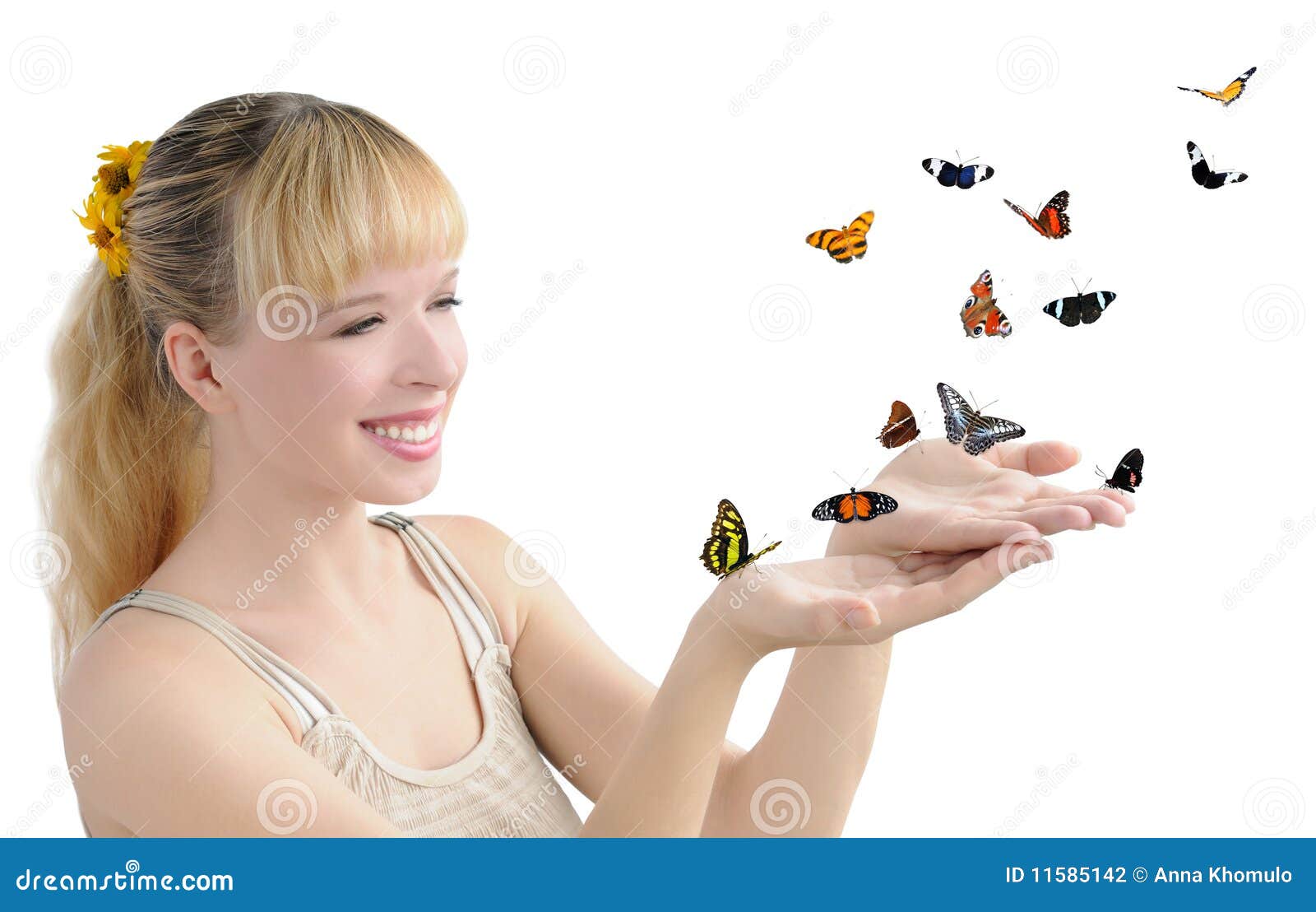 Girl with butterflies stock photo. Image of happy, holding - 11585142