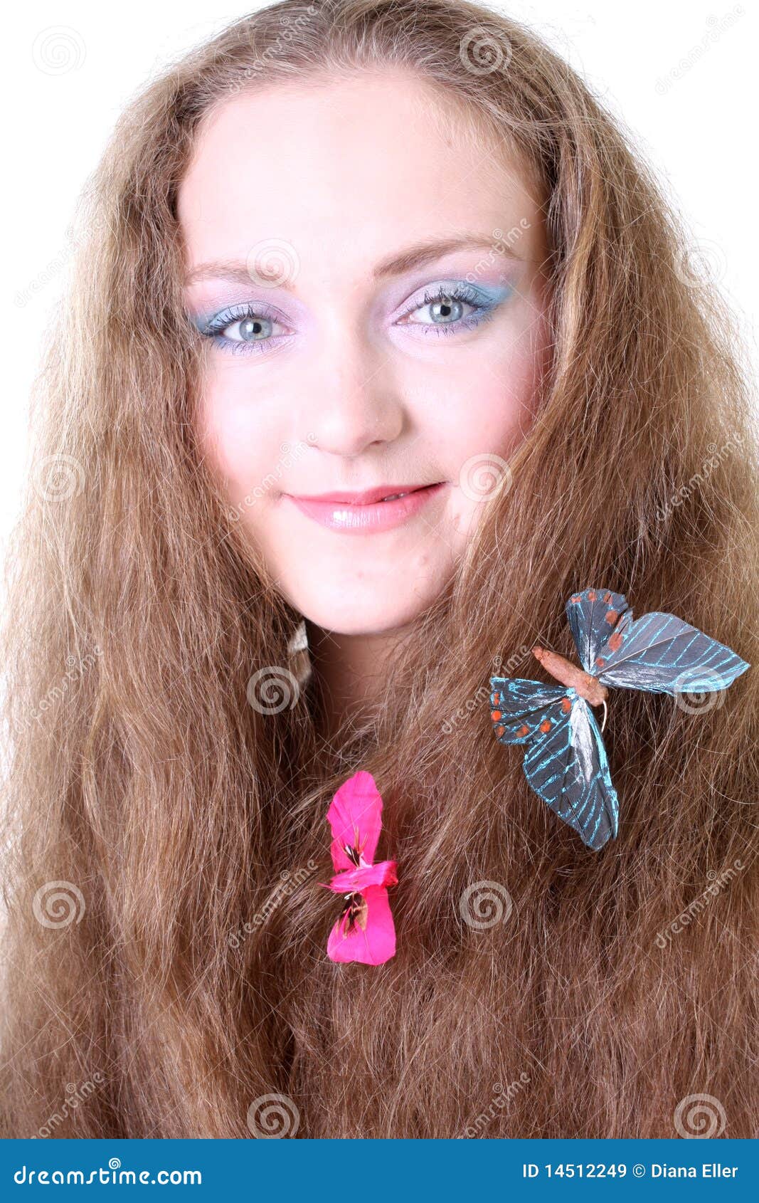 Girl with Butterfly in Hair Stock Image - Image of country, hair: 14512249