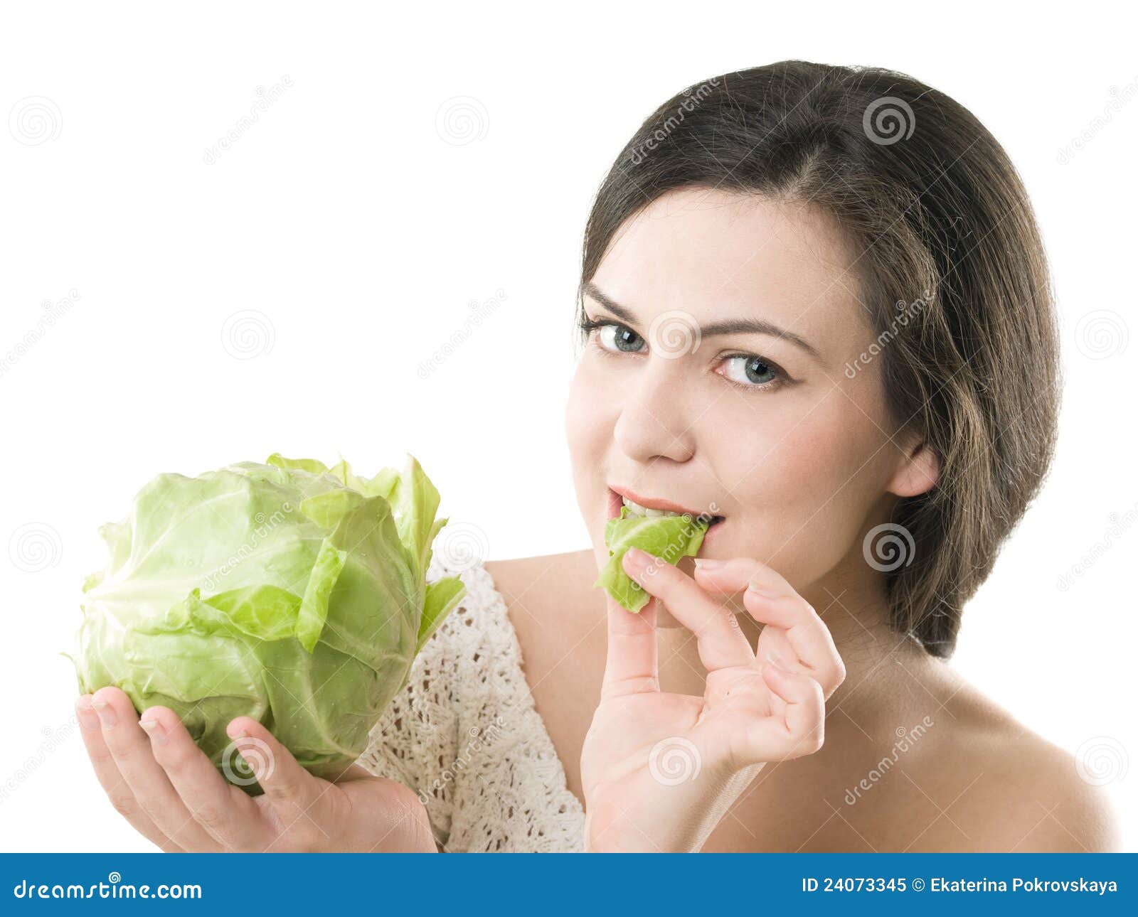 Girl with cabbage stock image. Image of female, cabbage - 24073345