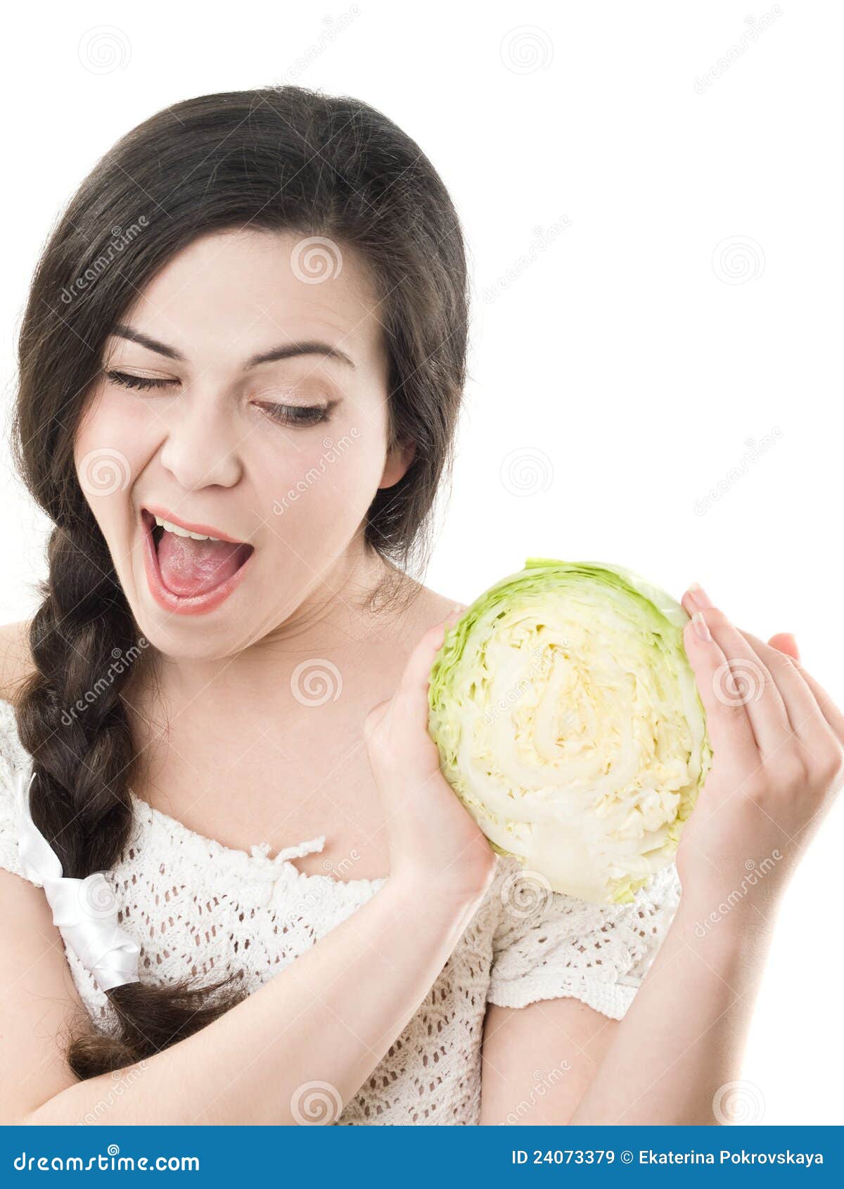 Girl with cabbage stock image. Image of meal, face, healthy - 24073379