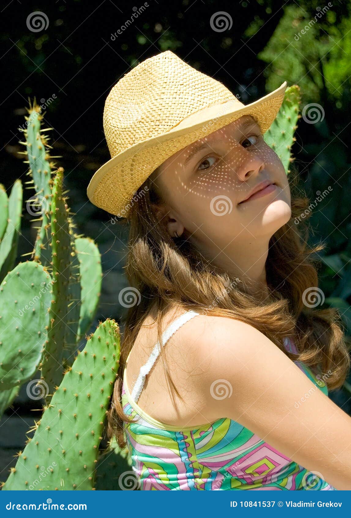 Girl and cactus stock image. Image of smiling, child - 10841537