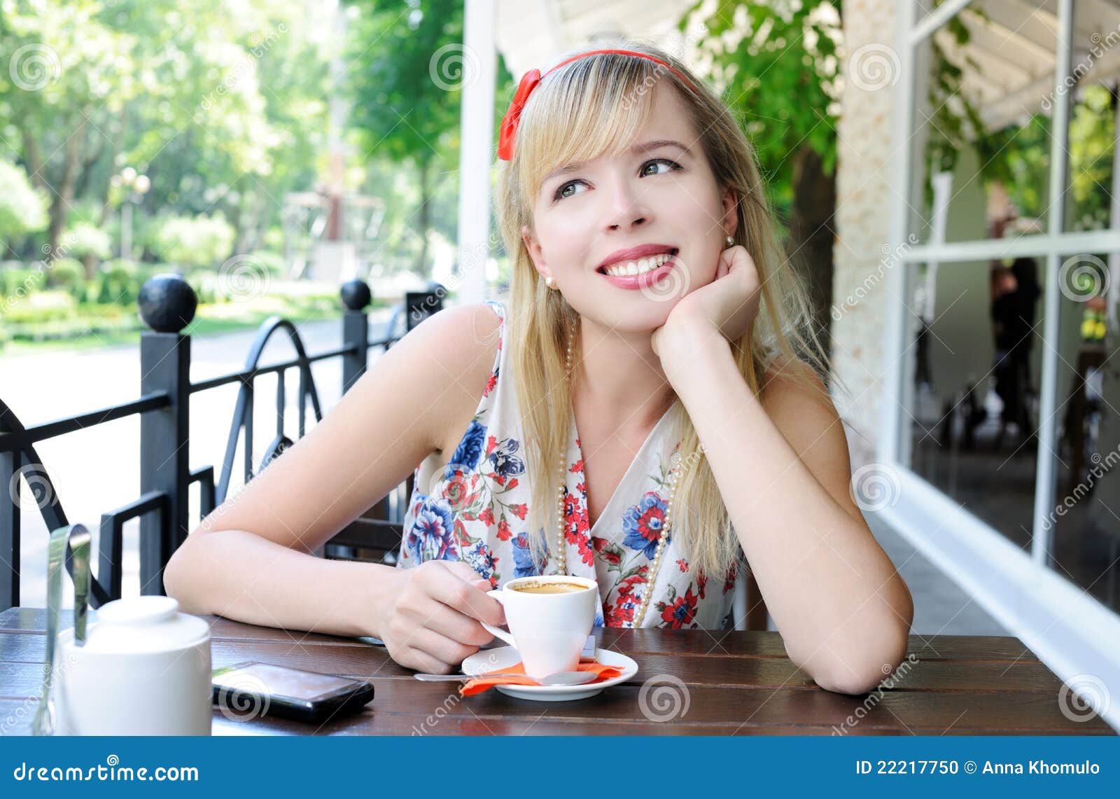 Girl in cafe stock photo. Image of summer, resting, female - 22217750