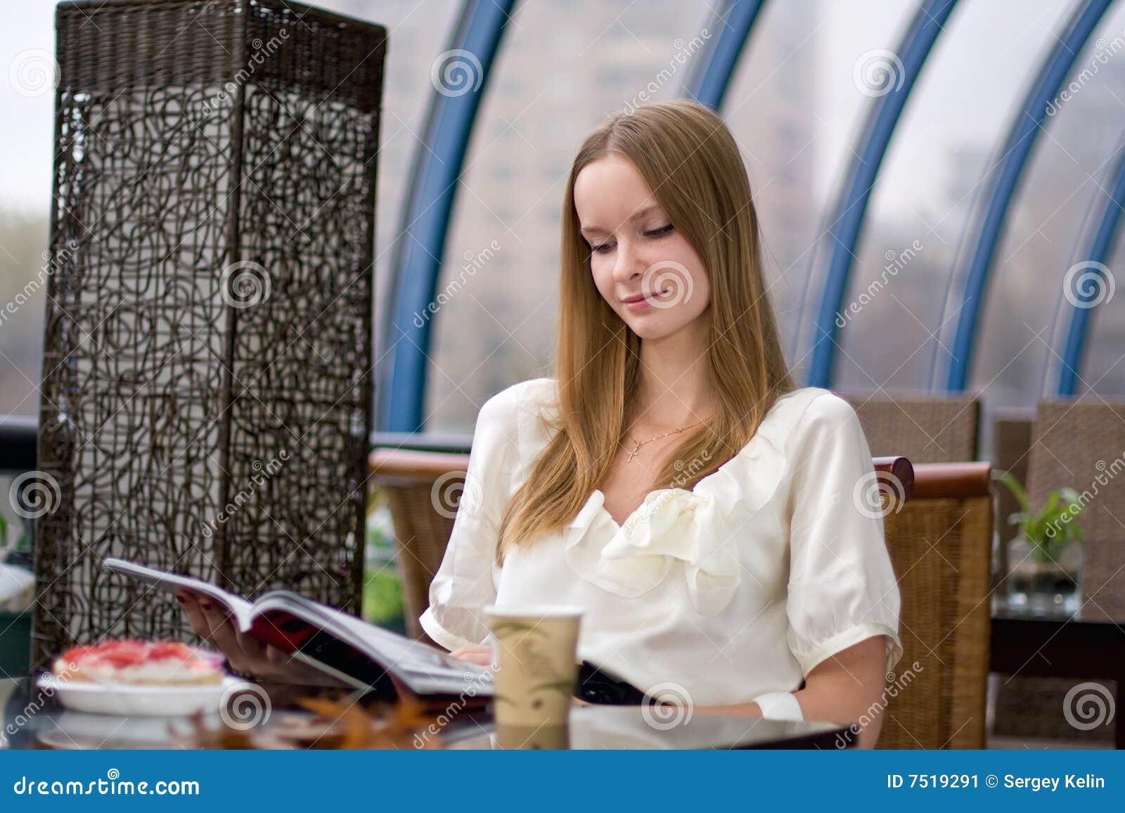 Girl in cafe stock image. Image of adult, hall, female - 7519291