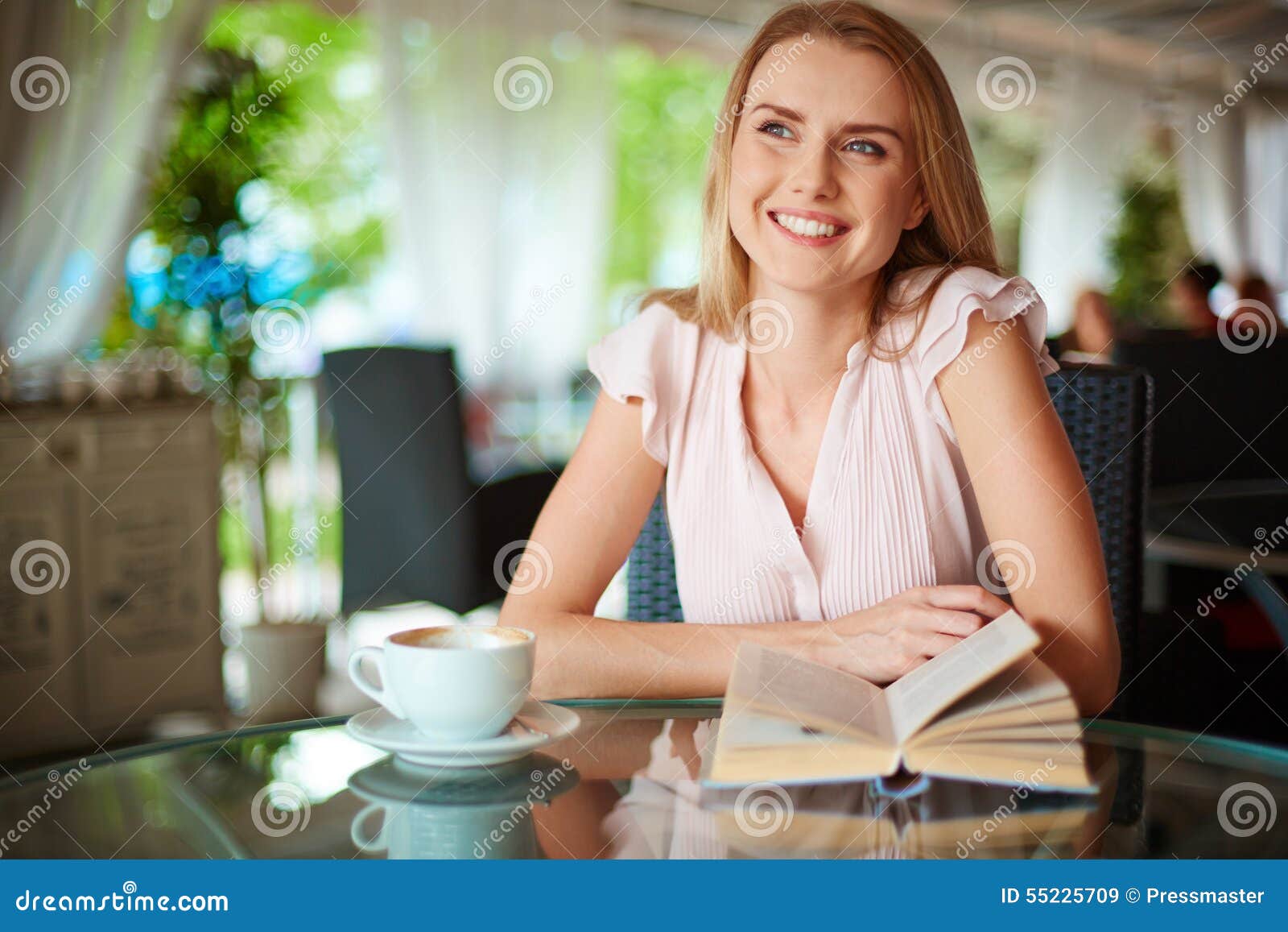 Girl in cafe stock image. Image of caucasian, smiling - 55225709