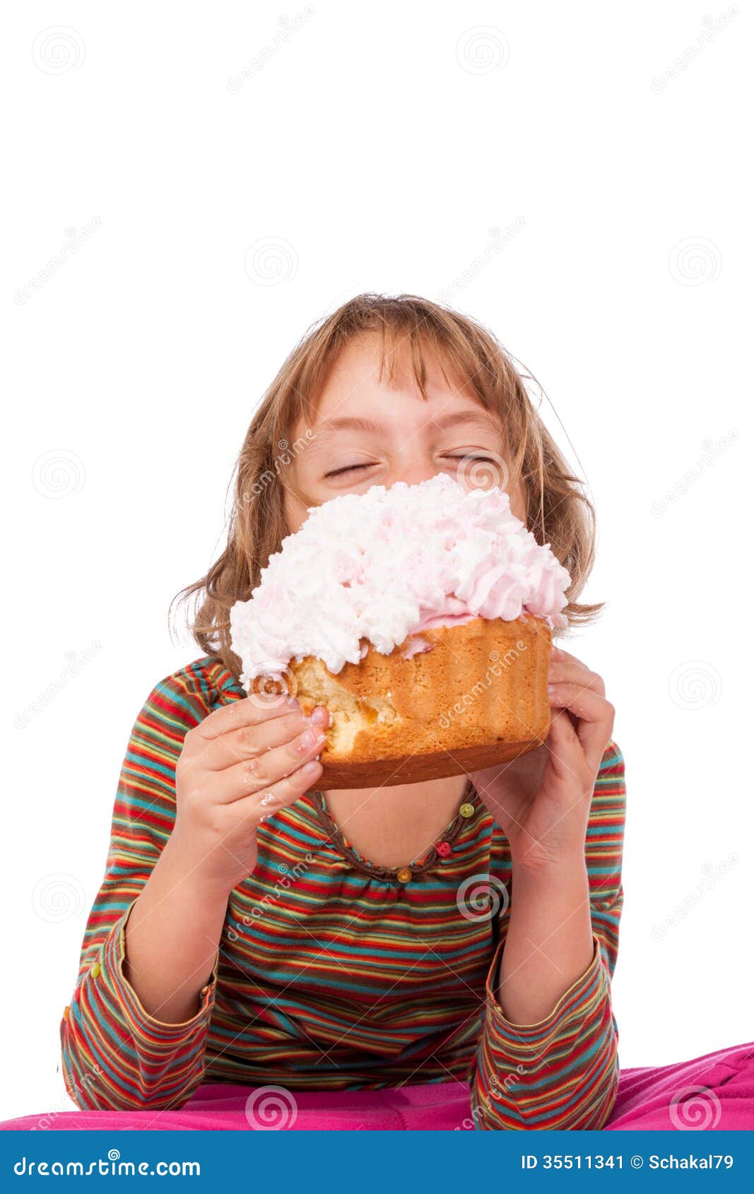 Girl with cake stock image. Image of dessert, human, funny - 35511341
