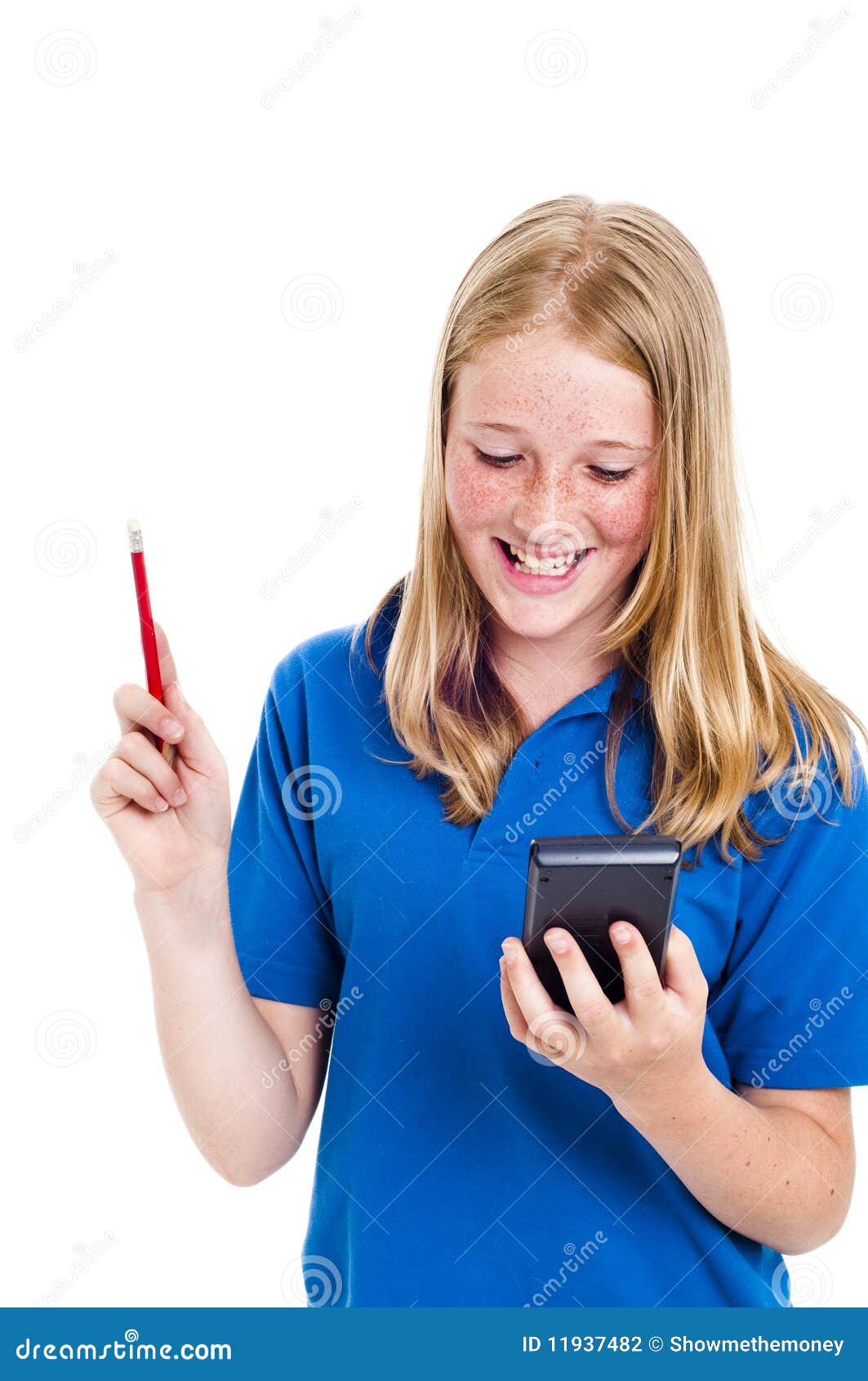 Girl and calculator stock photo. Image of learn, child - 11937482