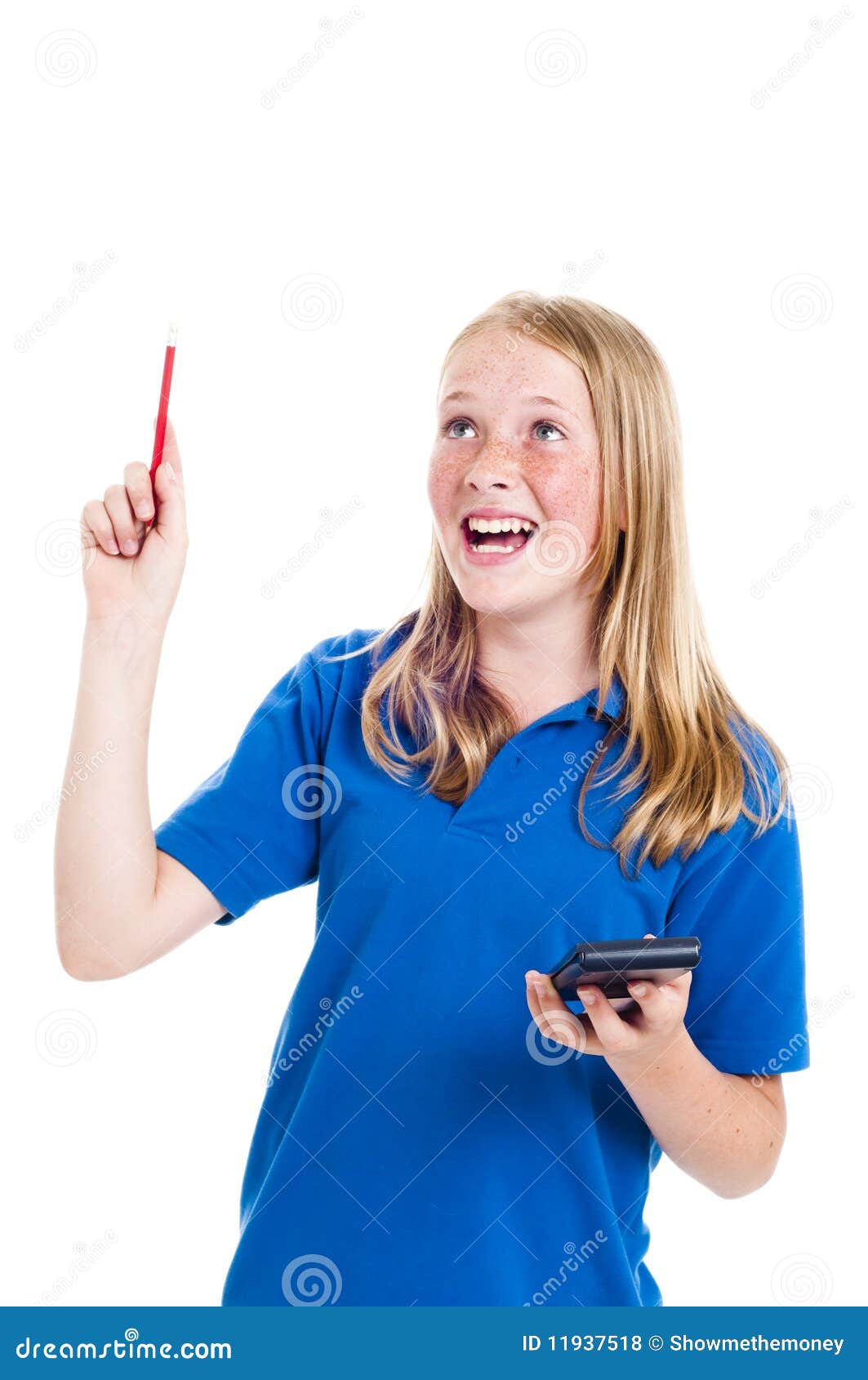 Girl and calculator stock photo. Image of smiling, calculate - 11937518
