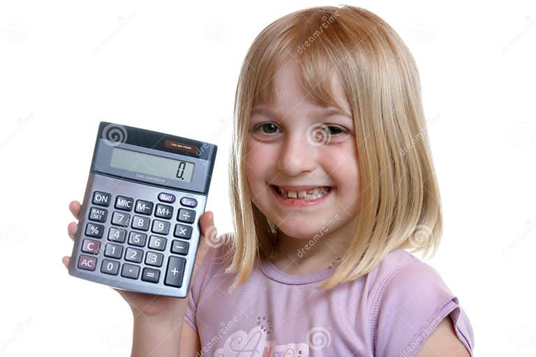 Girl with Calculator stock photo. Image of teen, math - 4601812